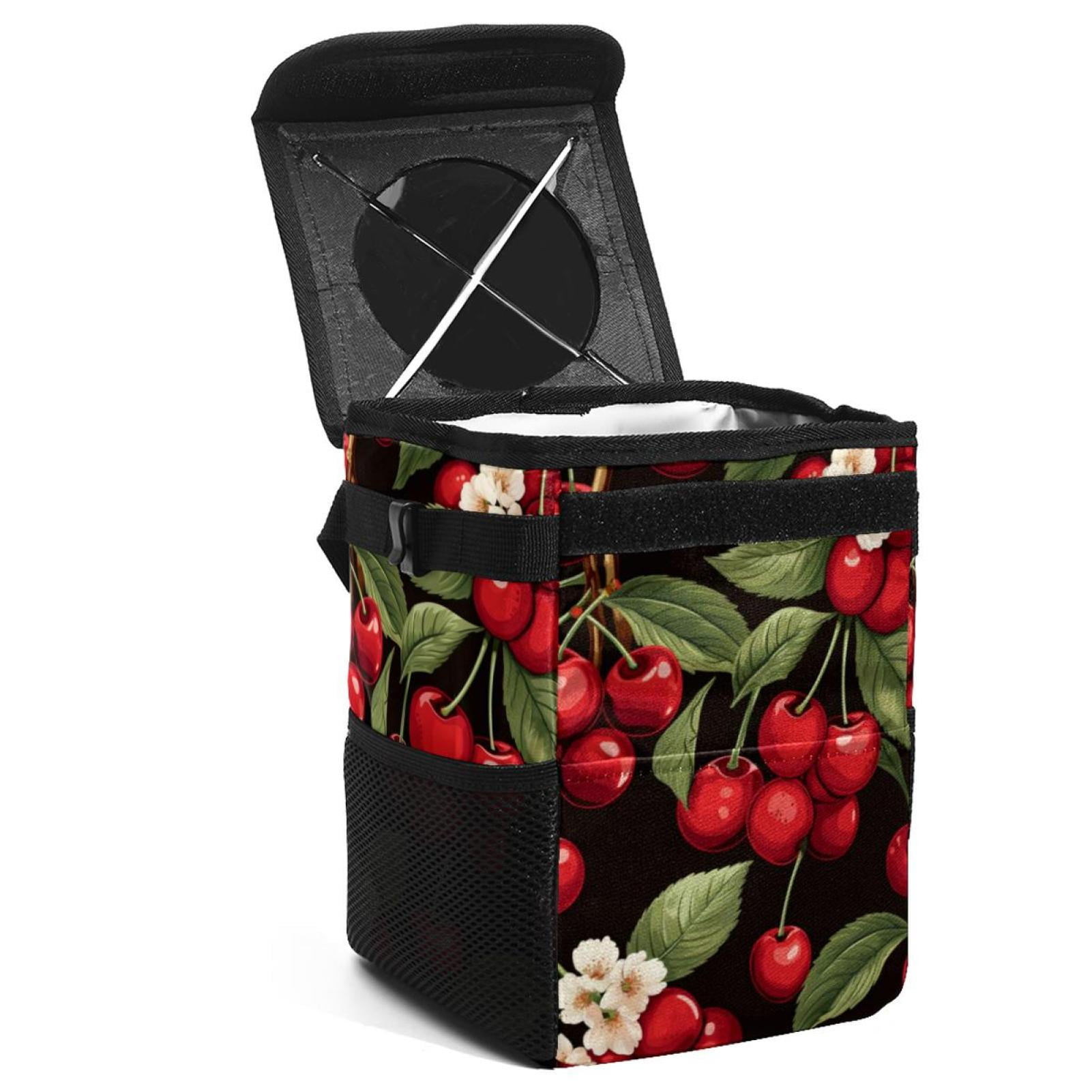 Cherry Foldable Car Trash Bin with Lid, Leak-Proof Mini Trash Can, Car ...