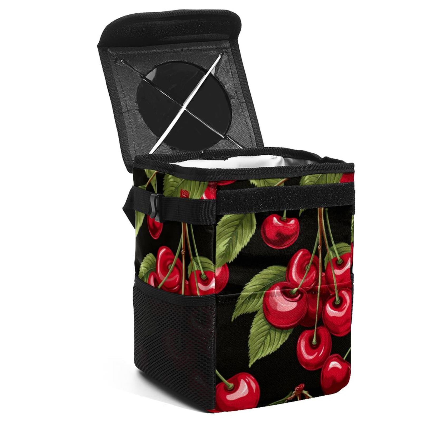 Cherry Foldable Car Trash Can Mini Trash Can with Lid Leak-Proof Car ...