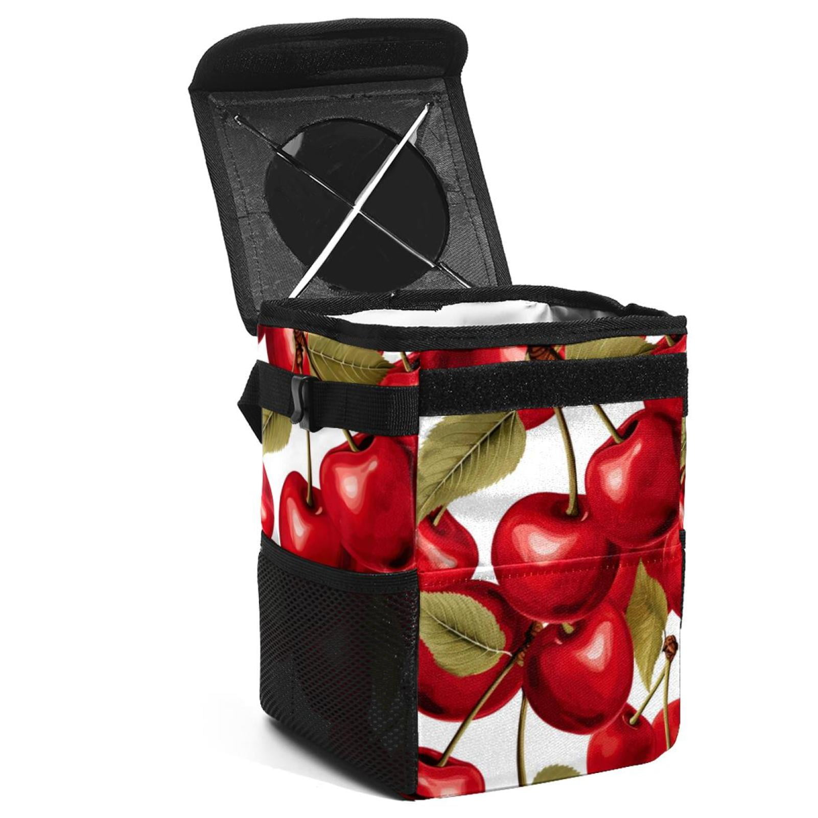 Cherry Foldable Car Trash Can with Lid, Leak-proof Hanging Storage Bag ...
