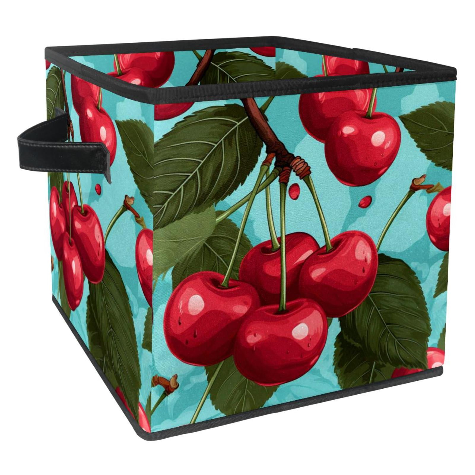 Cherry Foldable Storage Bin with Handle, 10.8"x10.5"x10.6", Large ...