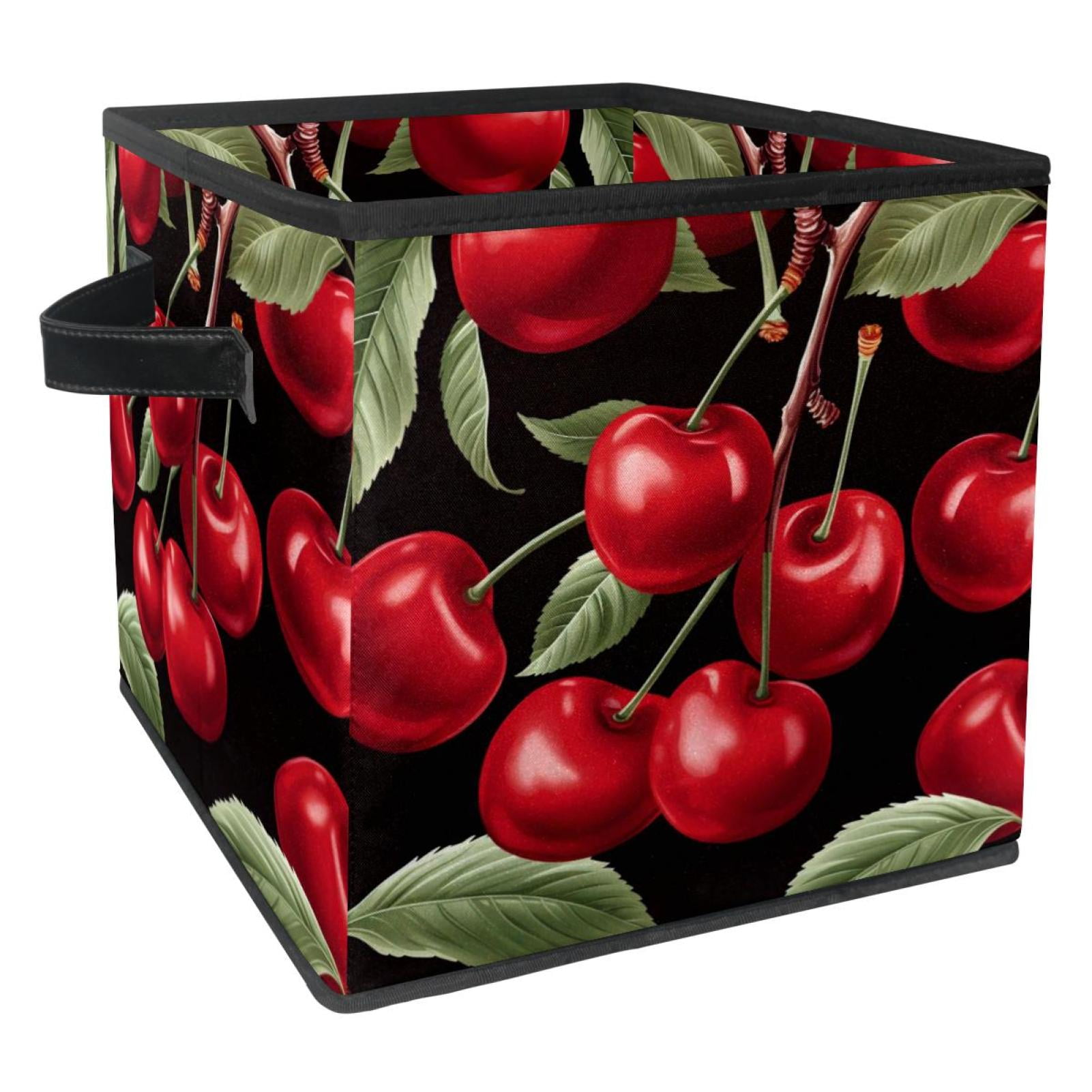 Cherry Foldable Storage Bin with Handle, 10.8"x10.5"x10.6", Large ...