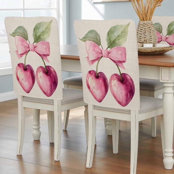 Cherry Fruit Chair Back Covers, Spring Botanicals Bow Idyllic Country ...