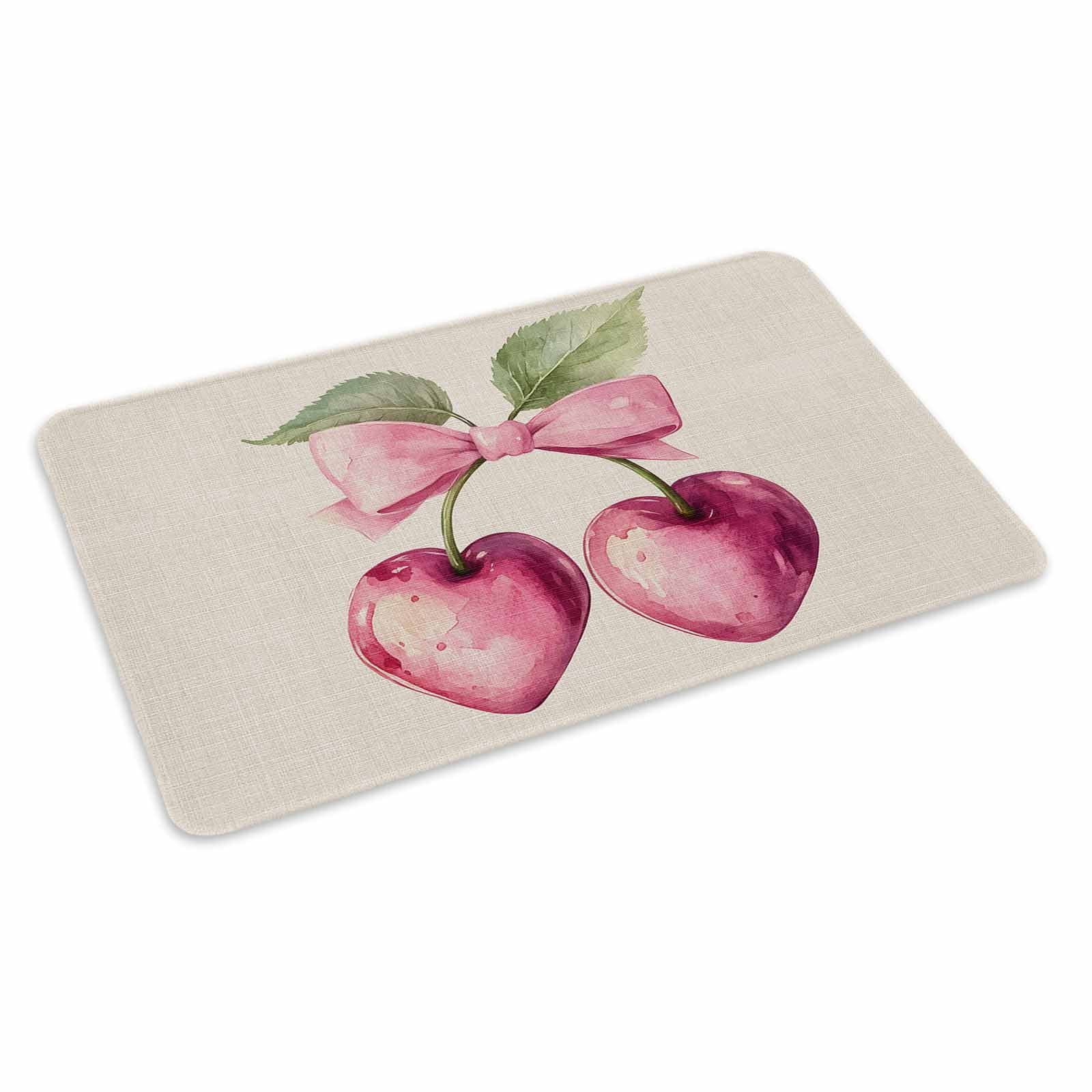 Cherry Fruit Doormat Outdoor Entrance 20"x31.5", Spring Botanicals Bow ...