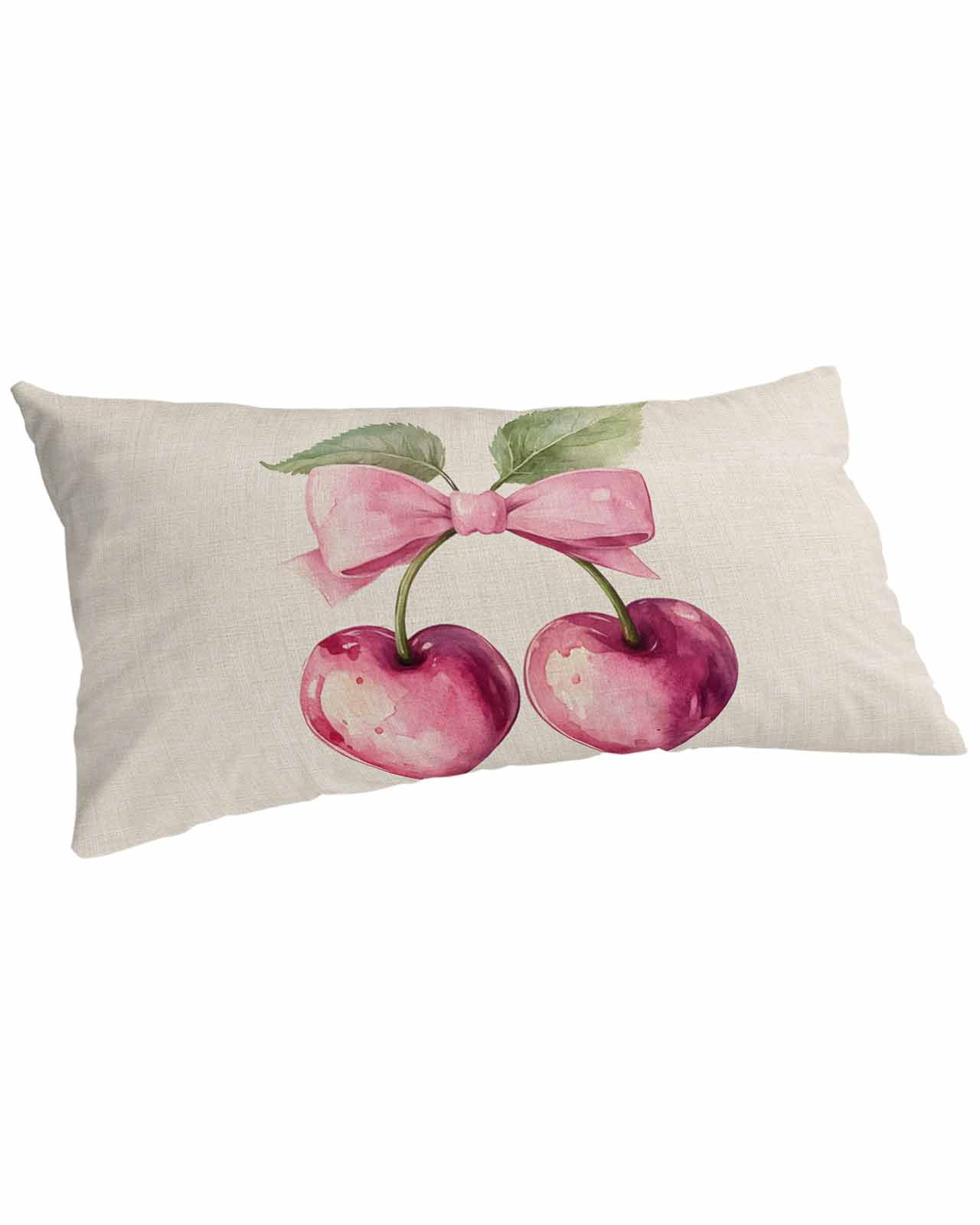 Cherry Fruit Pillow Covers King Size, Spring Botanicals Bow Idyllic ...