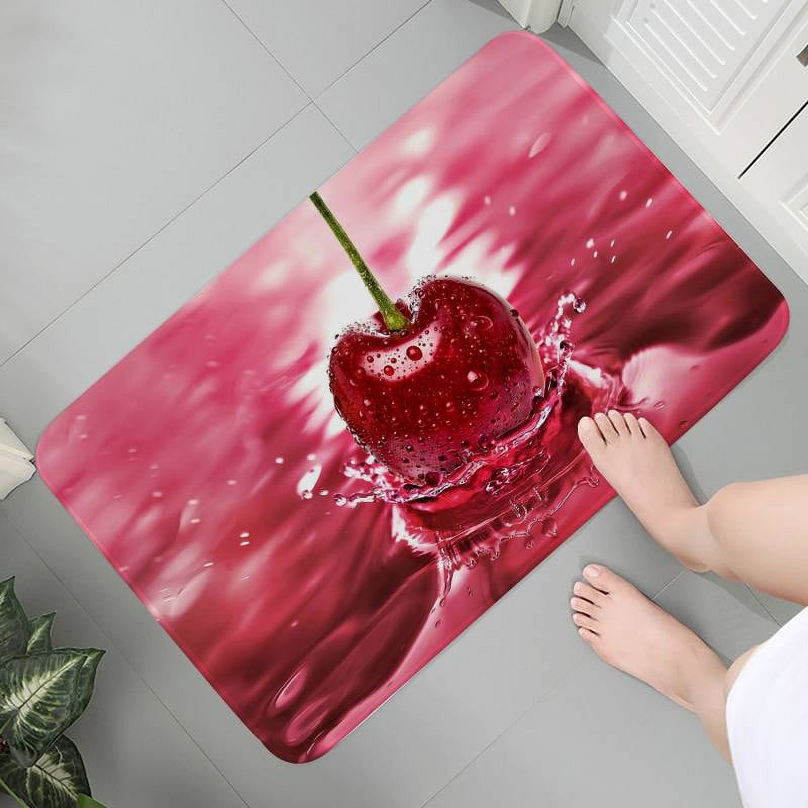 Cherry Fruit Printed Decor Carpet Non-Slip For Living Room Kitchen ...