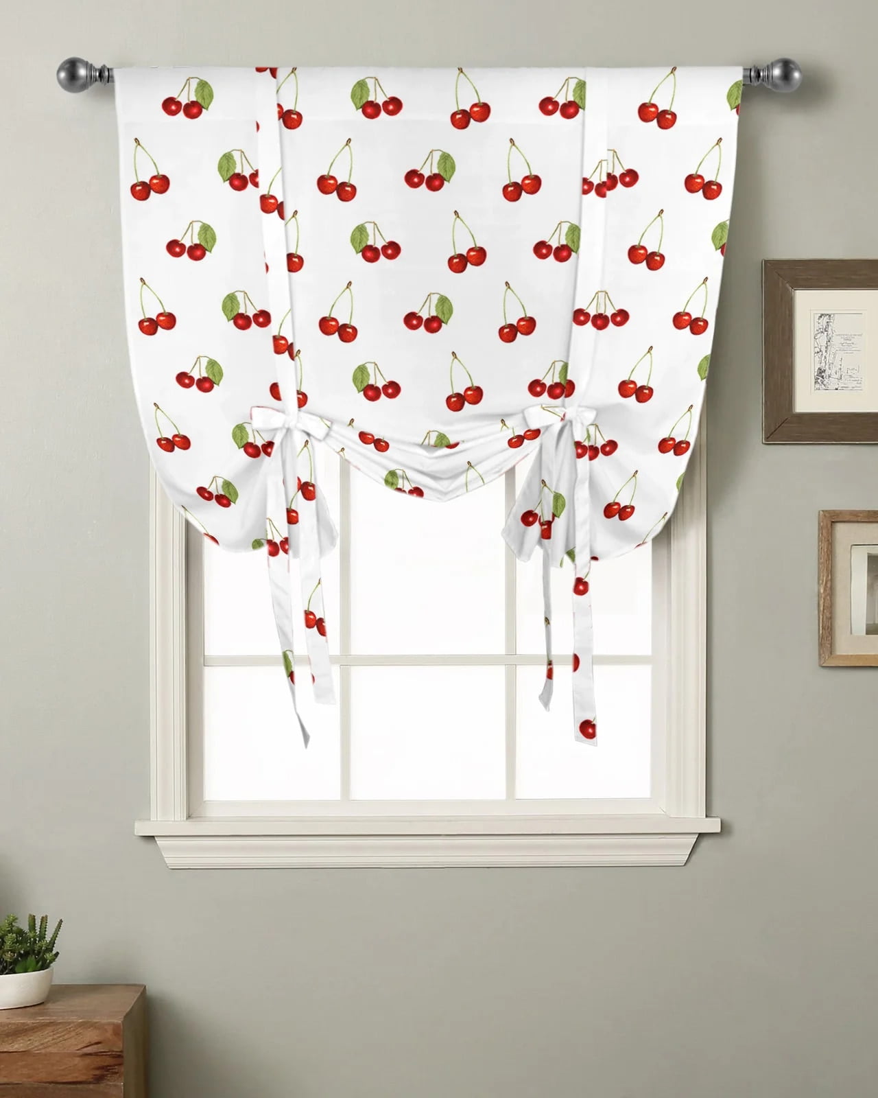 Cherry Fruit Retro Kitchen Short Window Curtain Rod Pocket Curtains ...