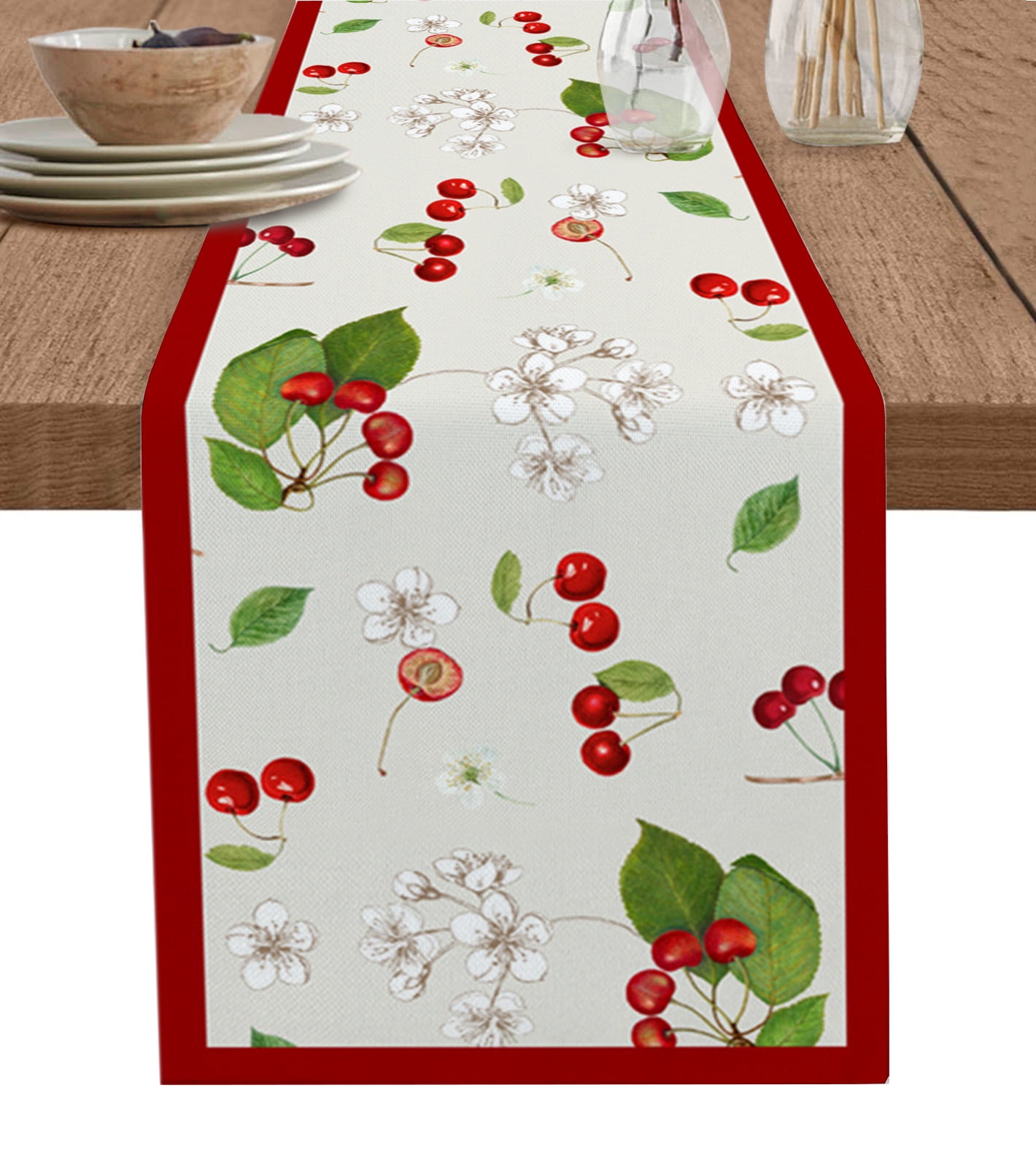 Cherry Fruit Retro Table Runner Wedding Holiday Party Dining Table ...