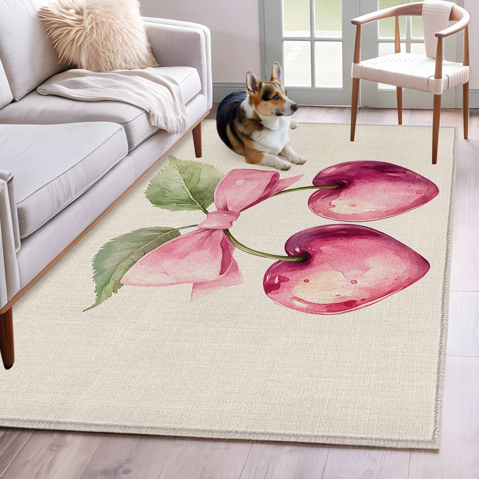 Cherry Fruit Runner Rug 2.7x5 FT, Non Slip Entryway Carpet, Spring ...