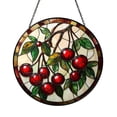 Cherry Fruit Stained Glass Suncatcher, Red Cherries Window Hanging ...