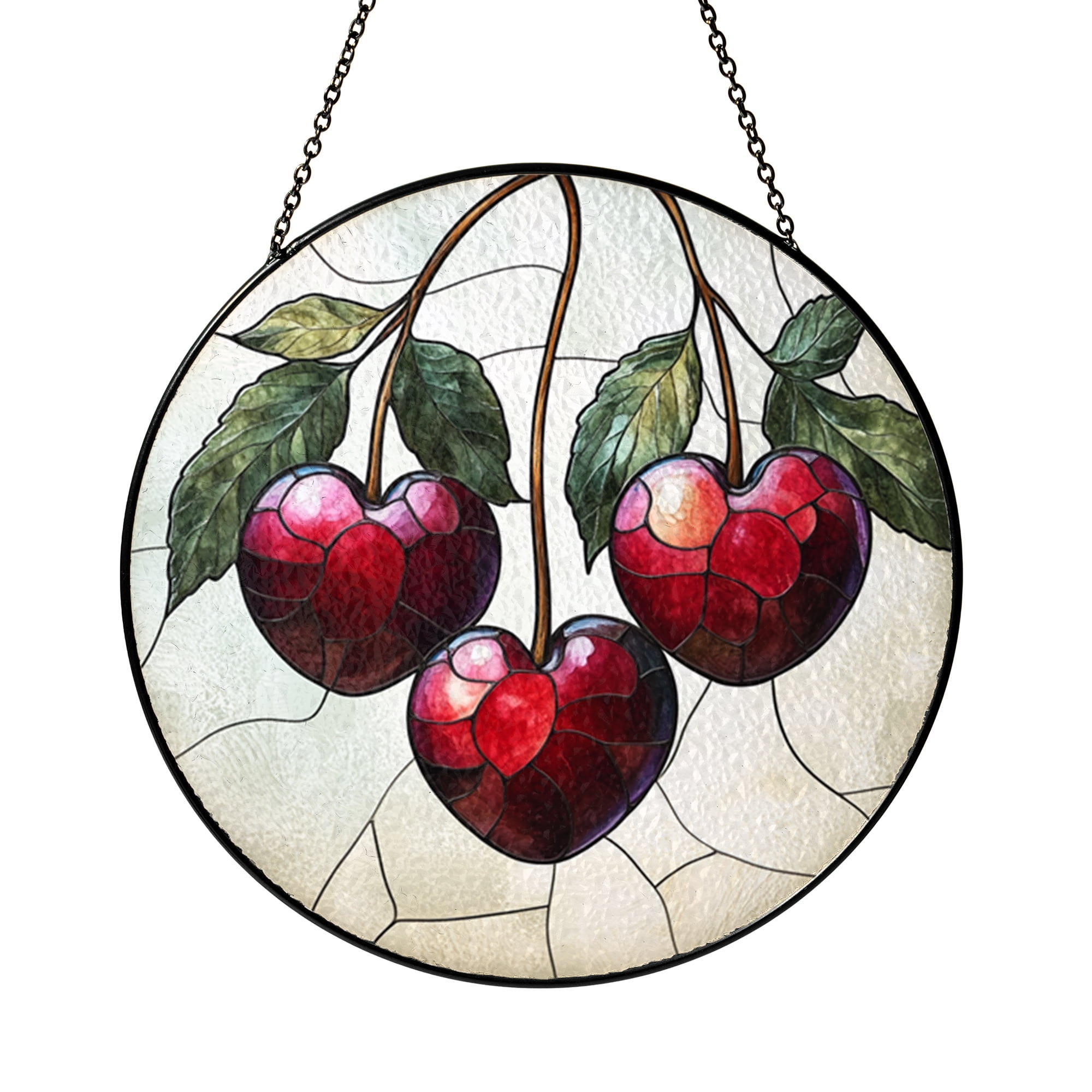 Cherry Fruit Window Decor in Stained Glass Style – Botanical Art ...