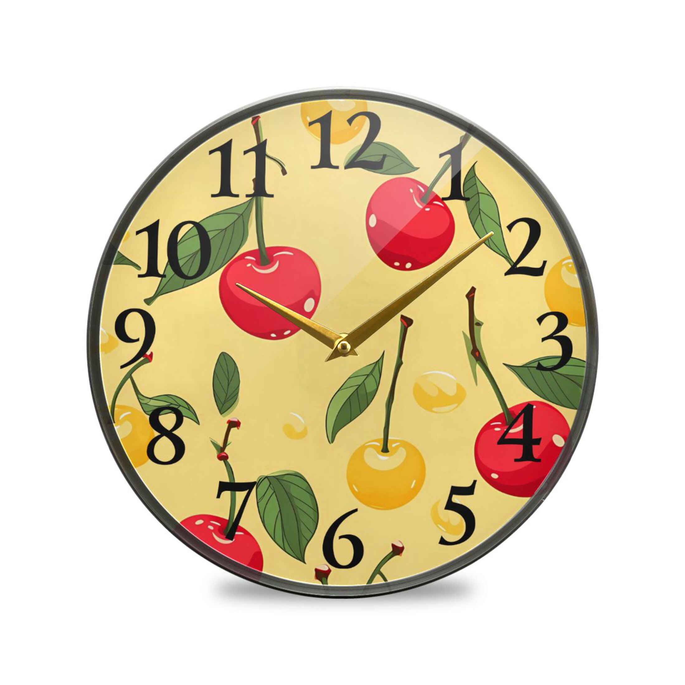 Cherry Fruits Wall Clocks Battery Operated 11.9 Inch Round Clock ...