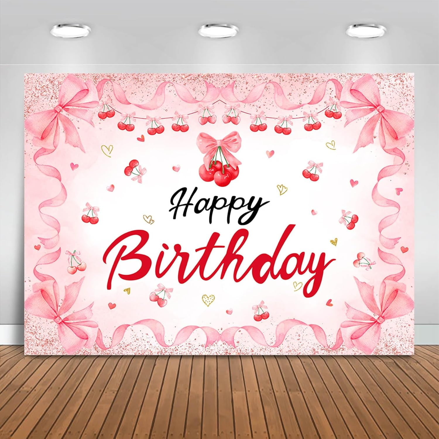 Cherry Happy Birthday Backdrop Cherry Theme Birthday Party Decorations ...
