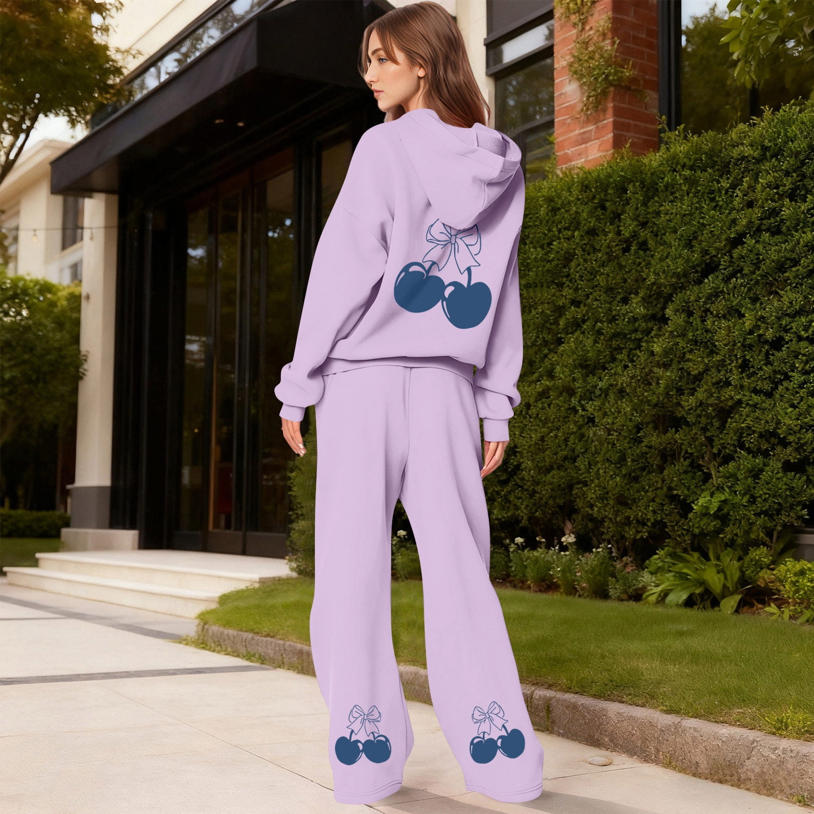 Cherry Hoodie and Sweatpants Set for Women Cherry Sweat Sets Women's 2 ...