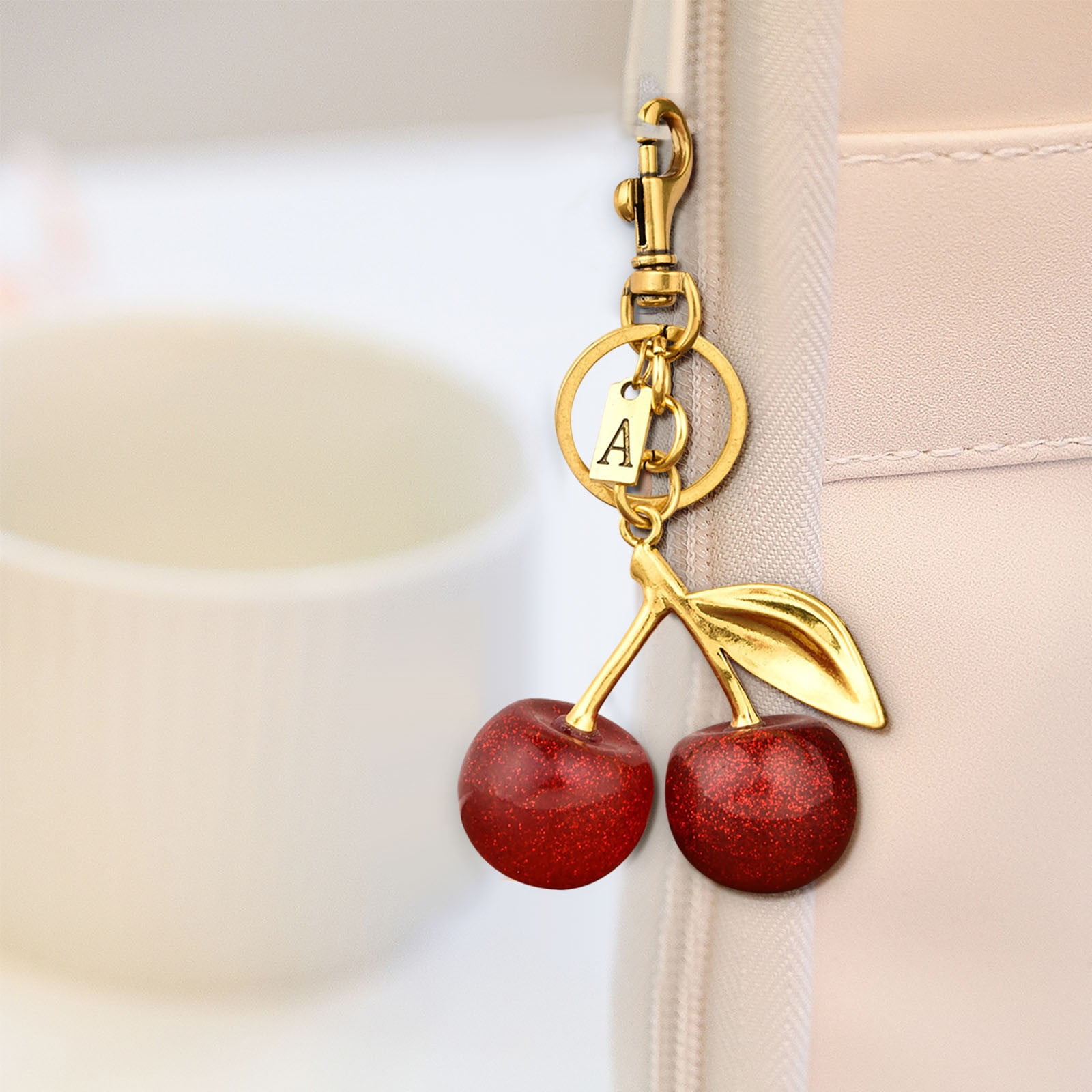 Cherry Keychain Cherry Bag Charm Letter Keychain Purse Charms Keychains ...