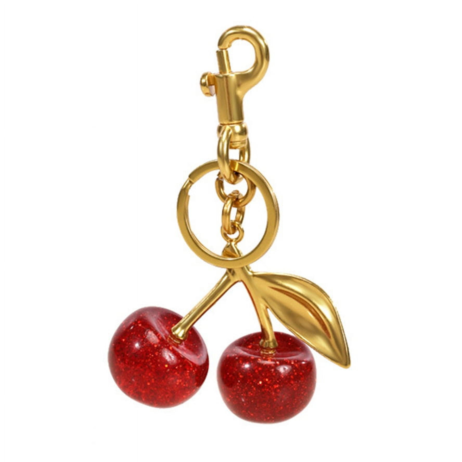 Cherry Keychain Purse Charm for Women - Stylish Red Glitter Double ...
