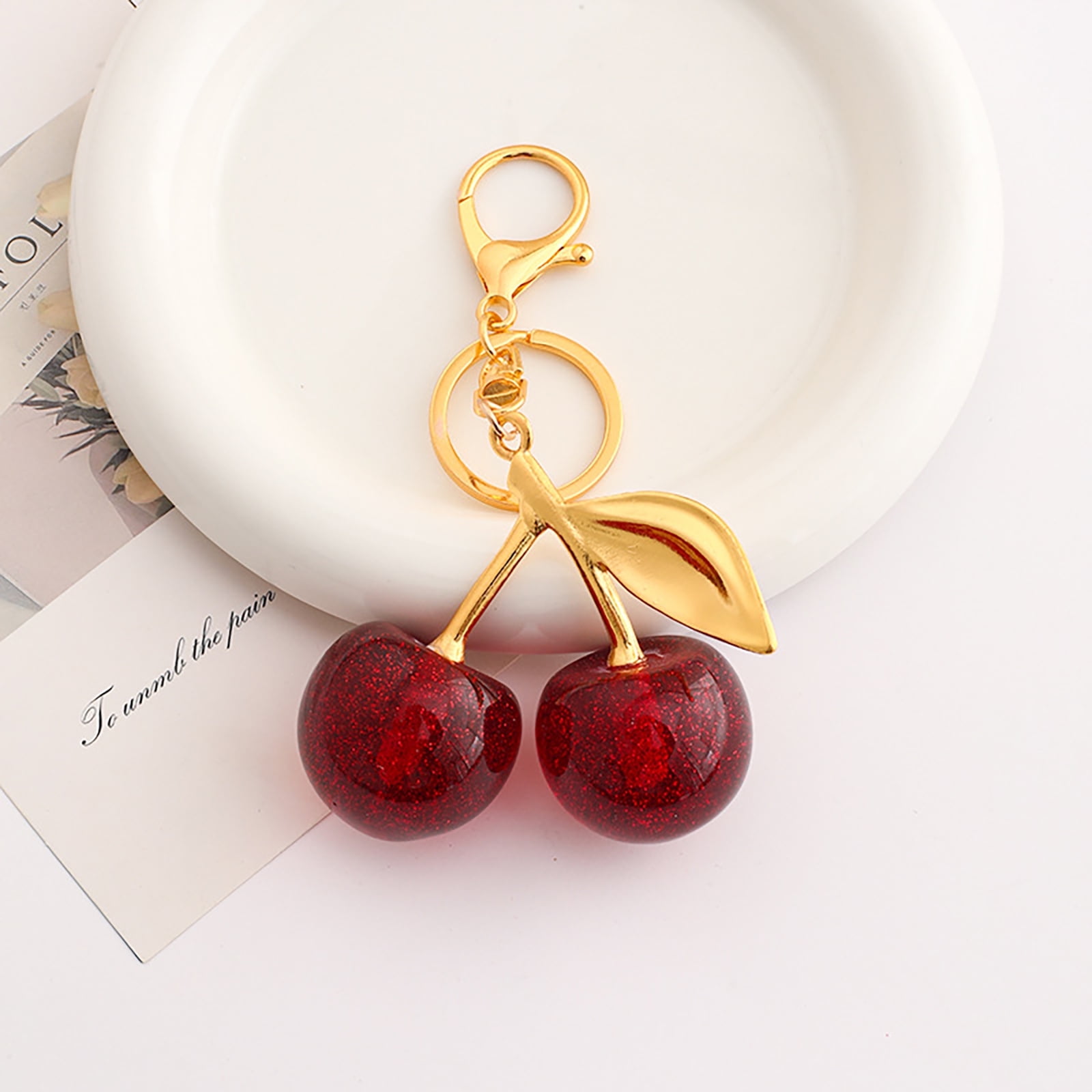 Cherry Keychain for Women, Cute Cherry Accessories for Bag, Sparkling ...