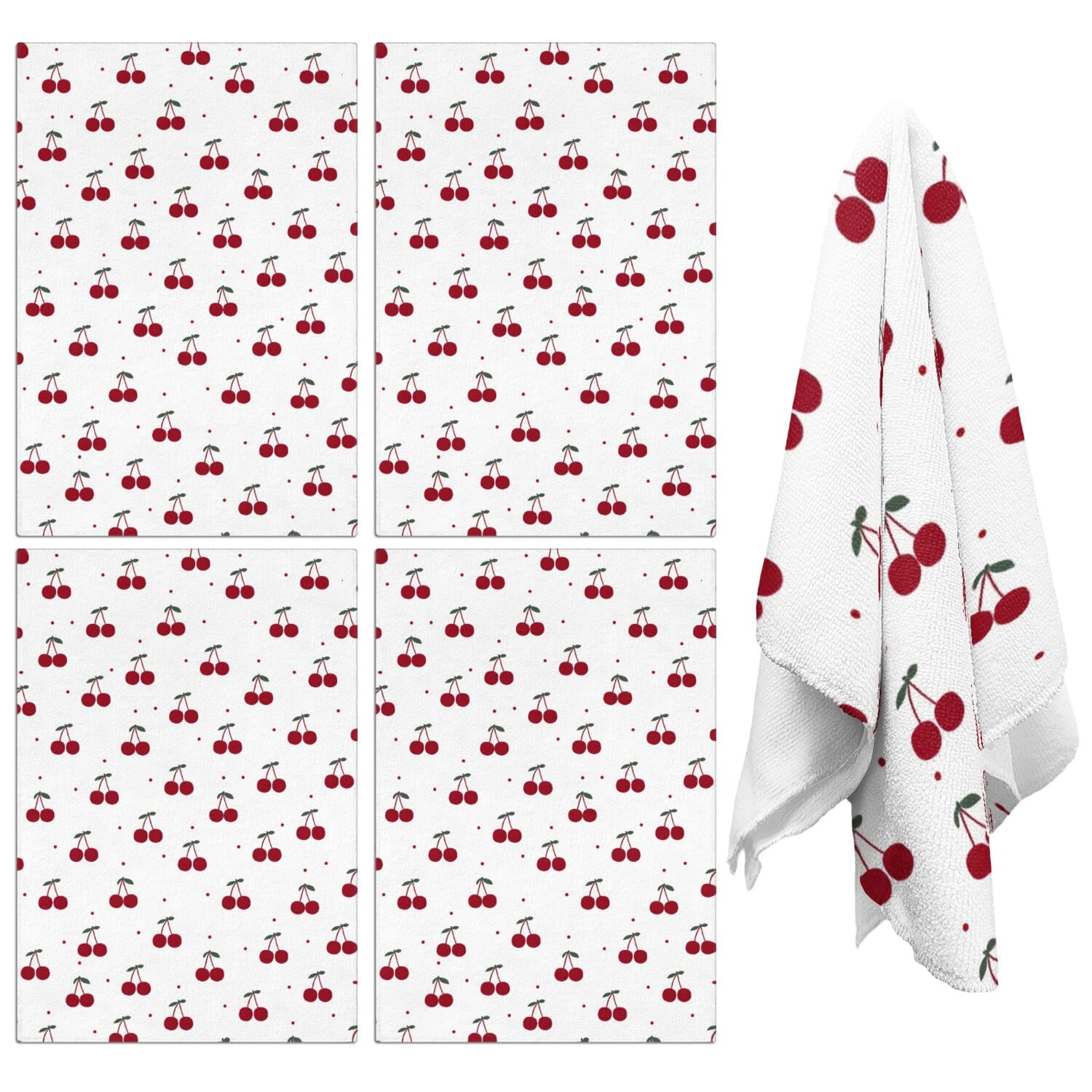 Cherry Kitchen Towels Set of 2,Ultra Absorbent & Fast Drying Farmhouse ...
