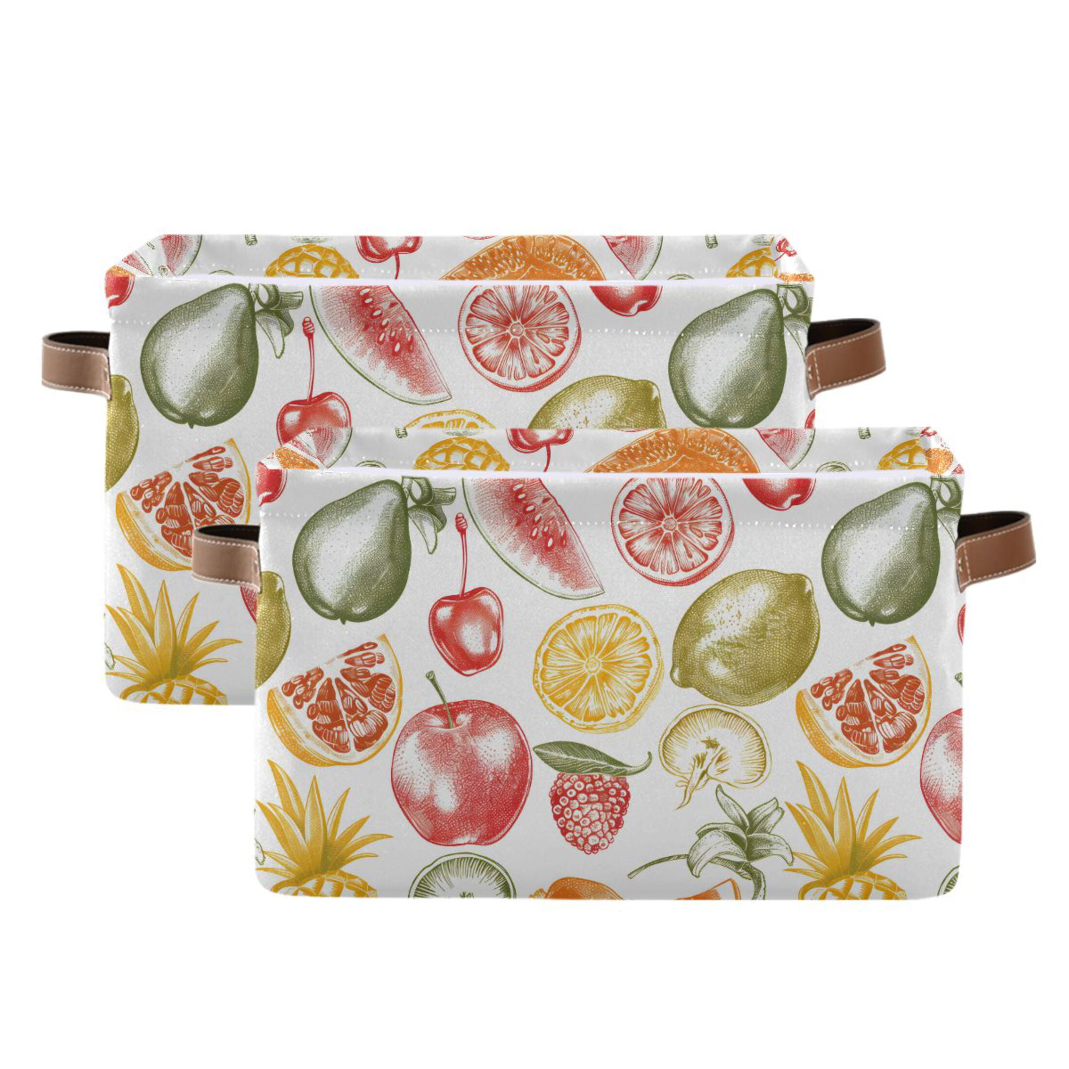 Cherry Kiwifruit Apple Watermelon Storage Bins with Handle Fabric ...