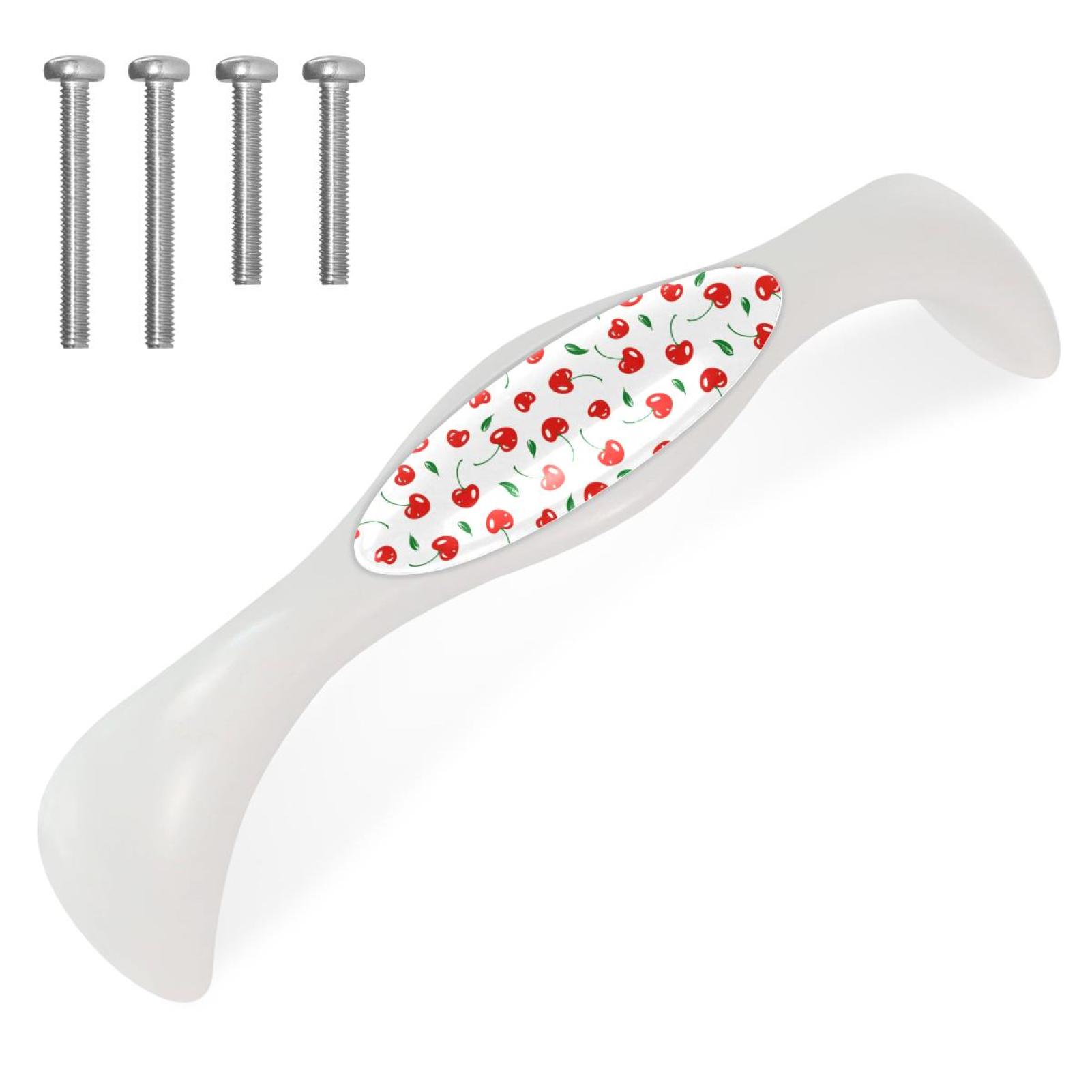 Cherry Knob 4 Pack Arched Drawer Pulls Crystal Glass White Knobs with Screws for Wardrobes ...