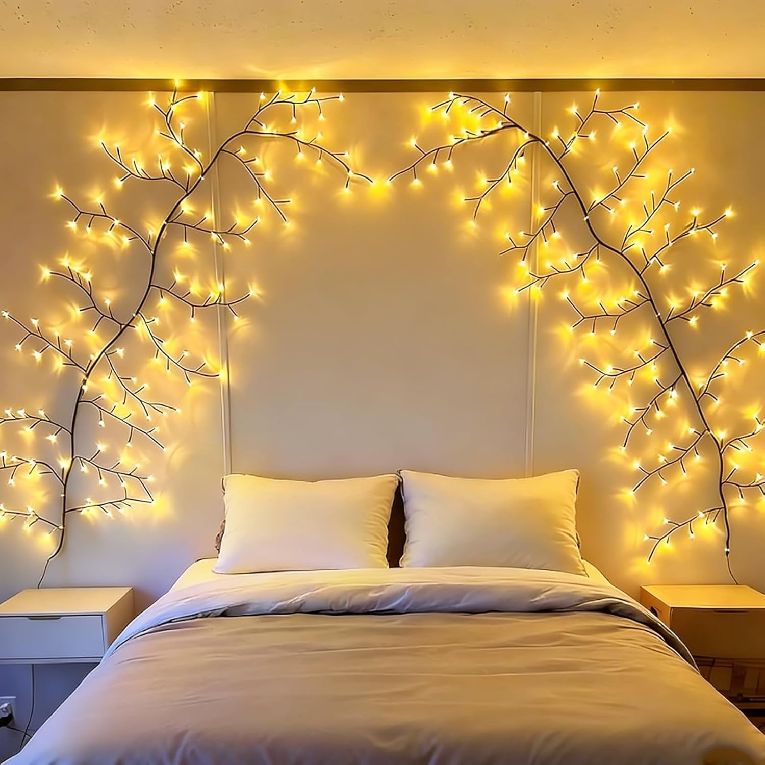 Cherry LED Tree Branch Lights for Wall, Cherry Blossom Willow Vine ...