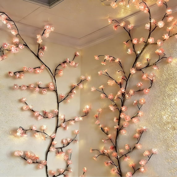 Cherry LED Tree Branch Lights for Wall, Cherry Blossom Willow Vine ...