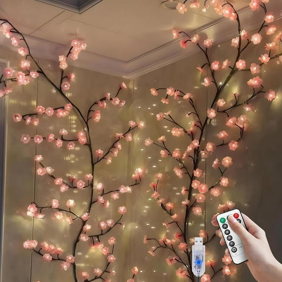 Cherry LED Tree Branch Lights for Wall, Cherry Blossom Willow Vine Twig ...