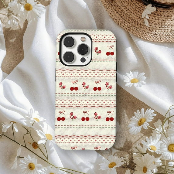 Cherry Lace Vintage Cottagecore Retro Floral Phone Case 17 16 15 14 13 ...
