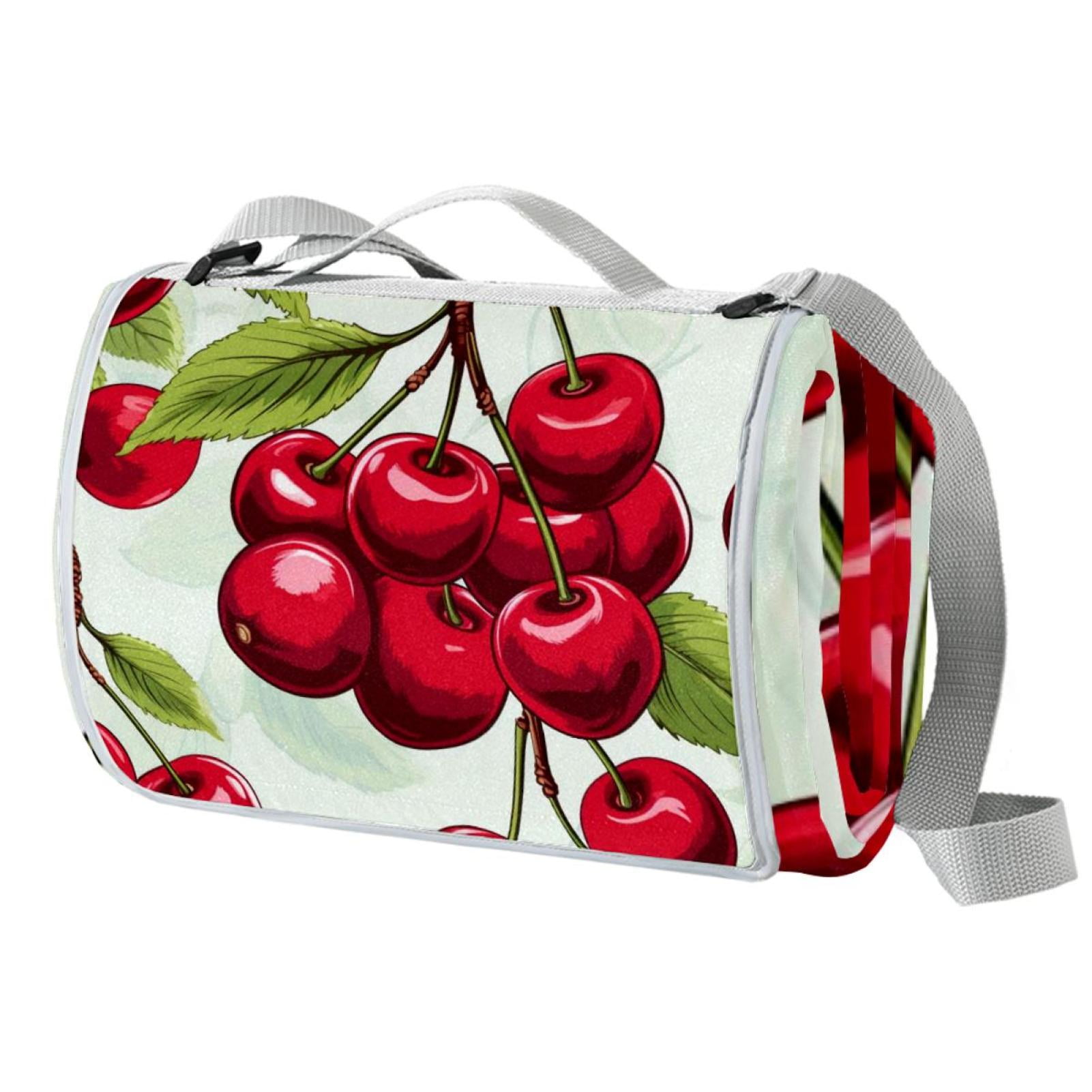 Cherry Large Canvas Beach Blanket Picnic Mat - Waterproof Foldable ...