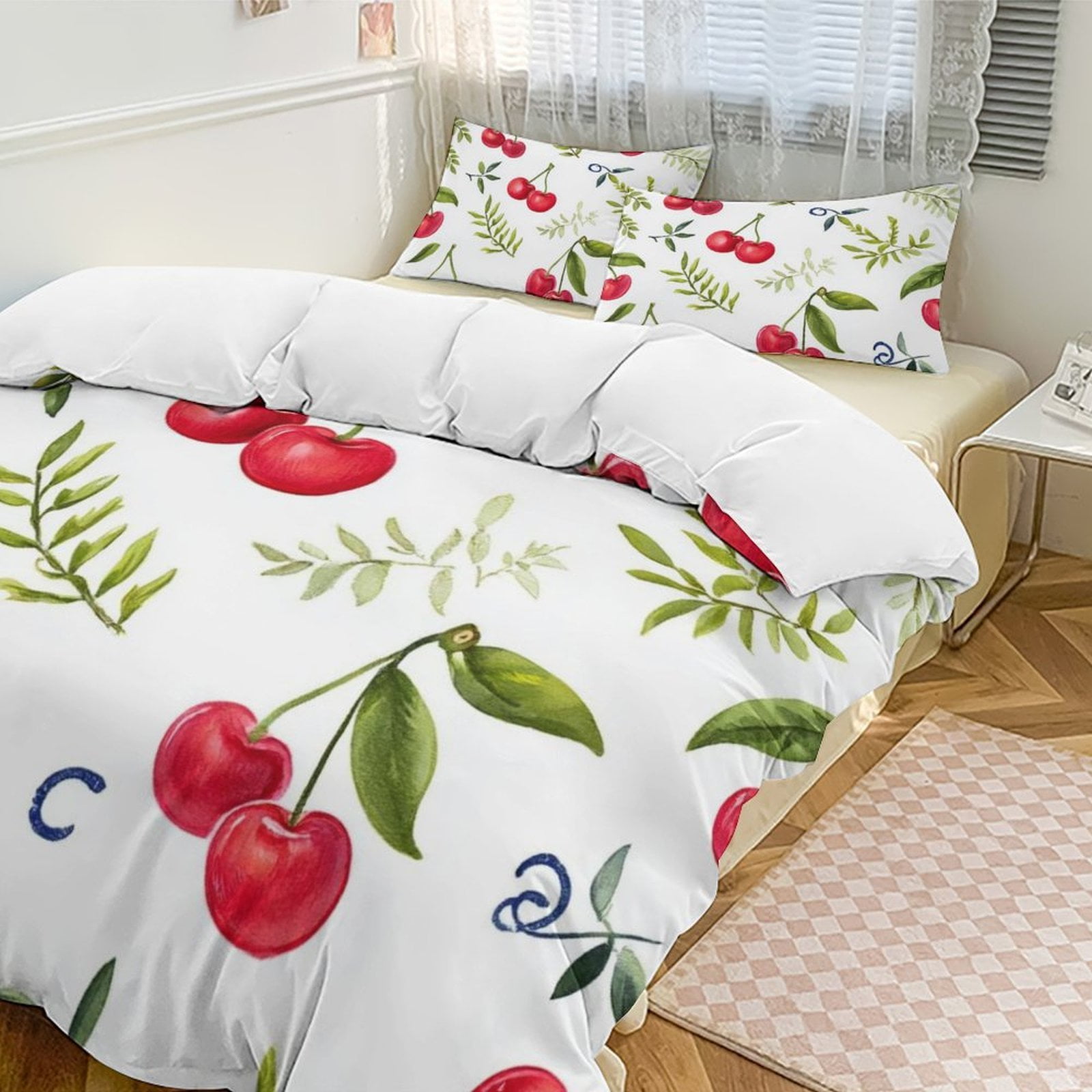 Cherry Leaf Pattern Print 3D Set Duvet Cover Quilt Cover Theme for Twin ...