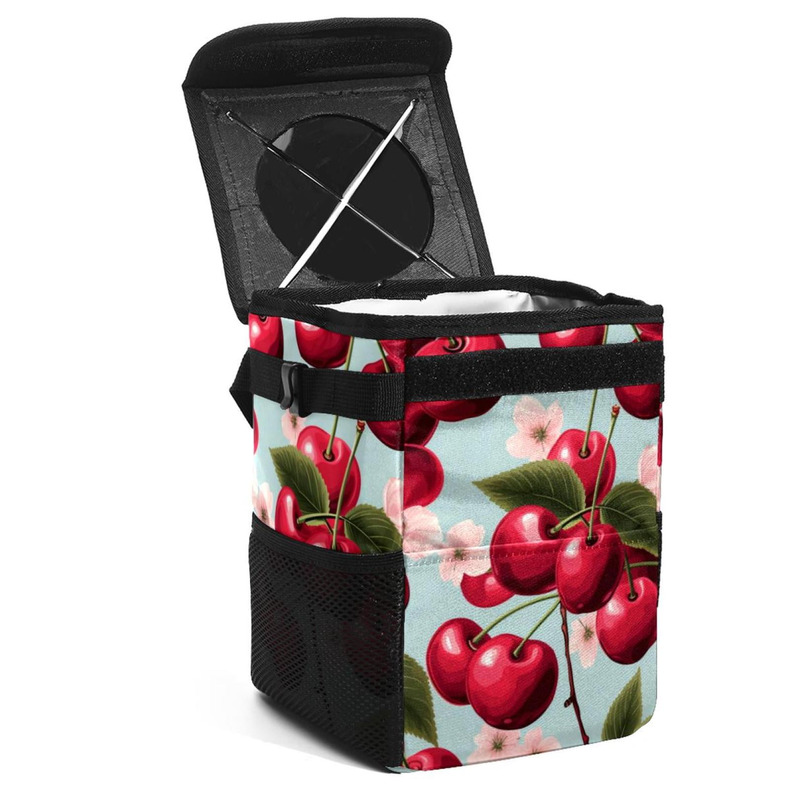 Cherry Leak-Proof Foldable Car Garbage Can with Lid and Hanging Storage ...