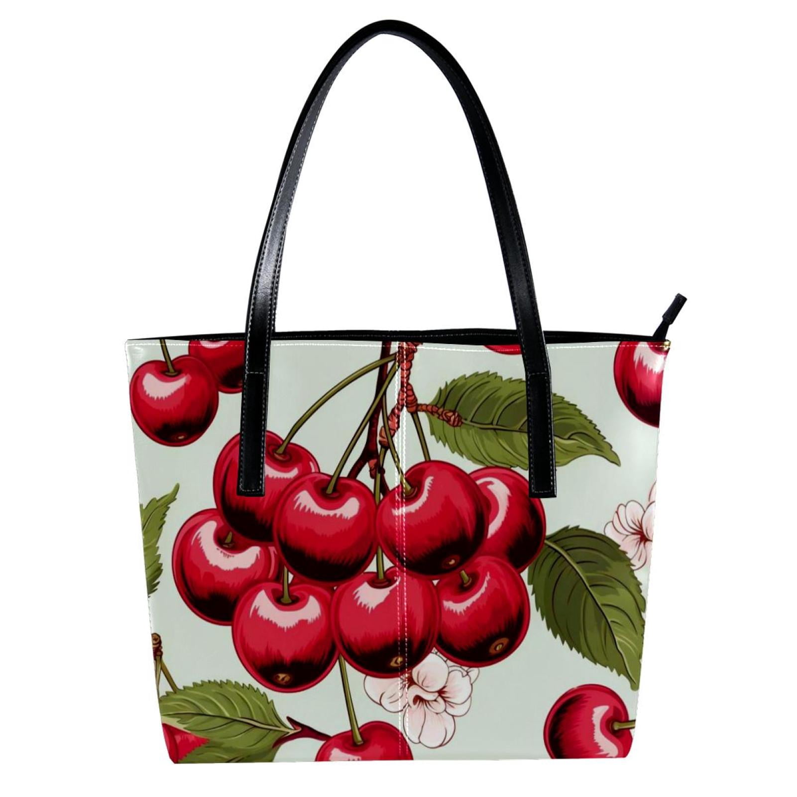 Cherry Leather Stitching Handbag High Quality Fashion Women Portable ...