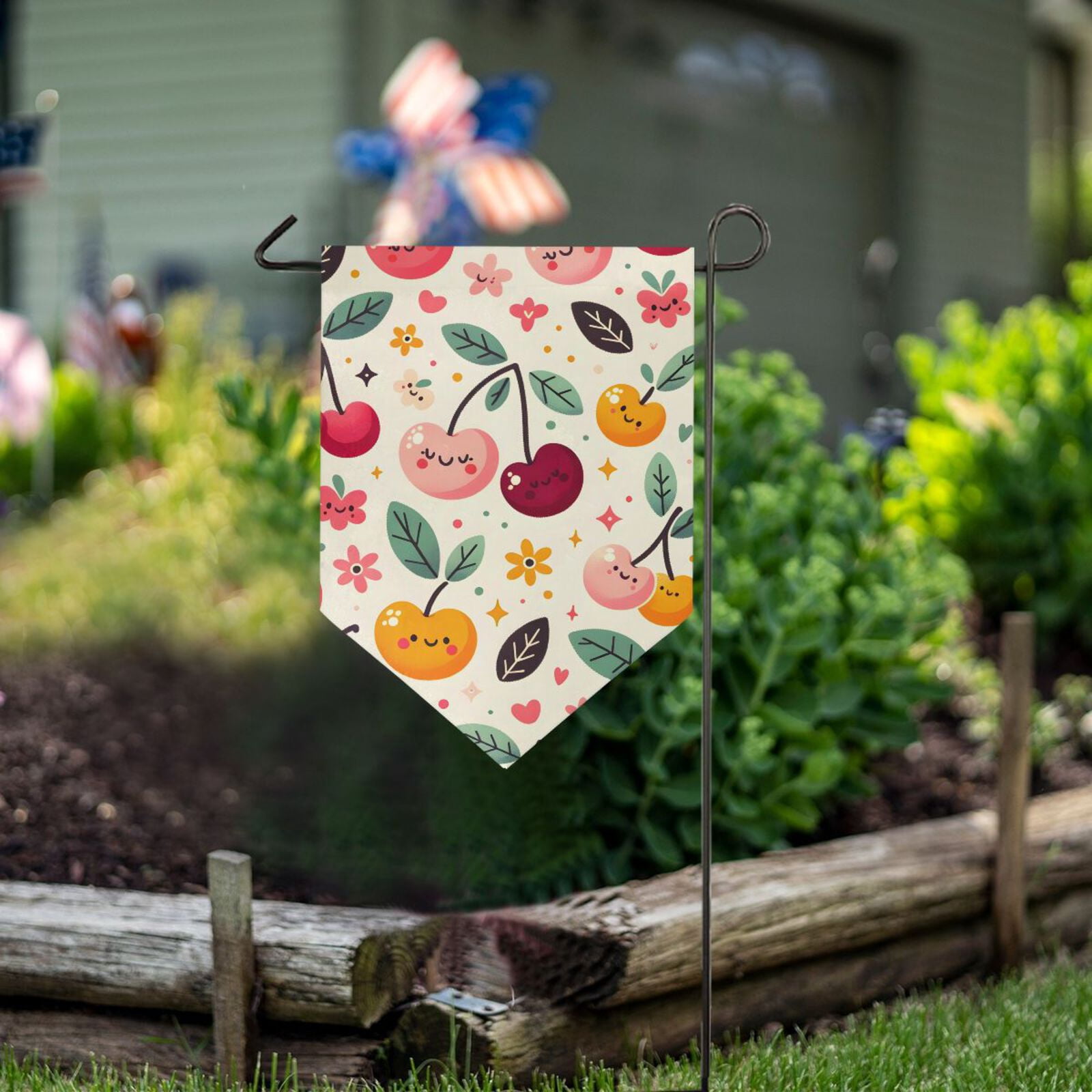 Cherry Leaves Flowers Garden Flag 18" x 12.5" Double Sided Yard Lawn ...