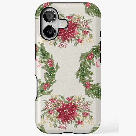 Cherry Leaves and Flowers Holiday Pattern Art iPhone Case for iPhone 17 ...