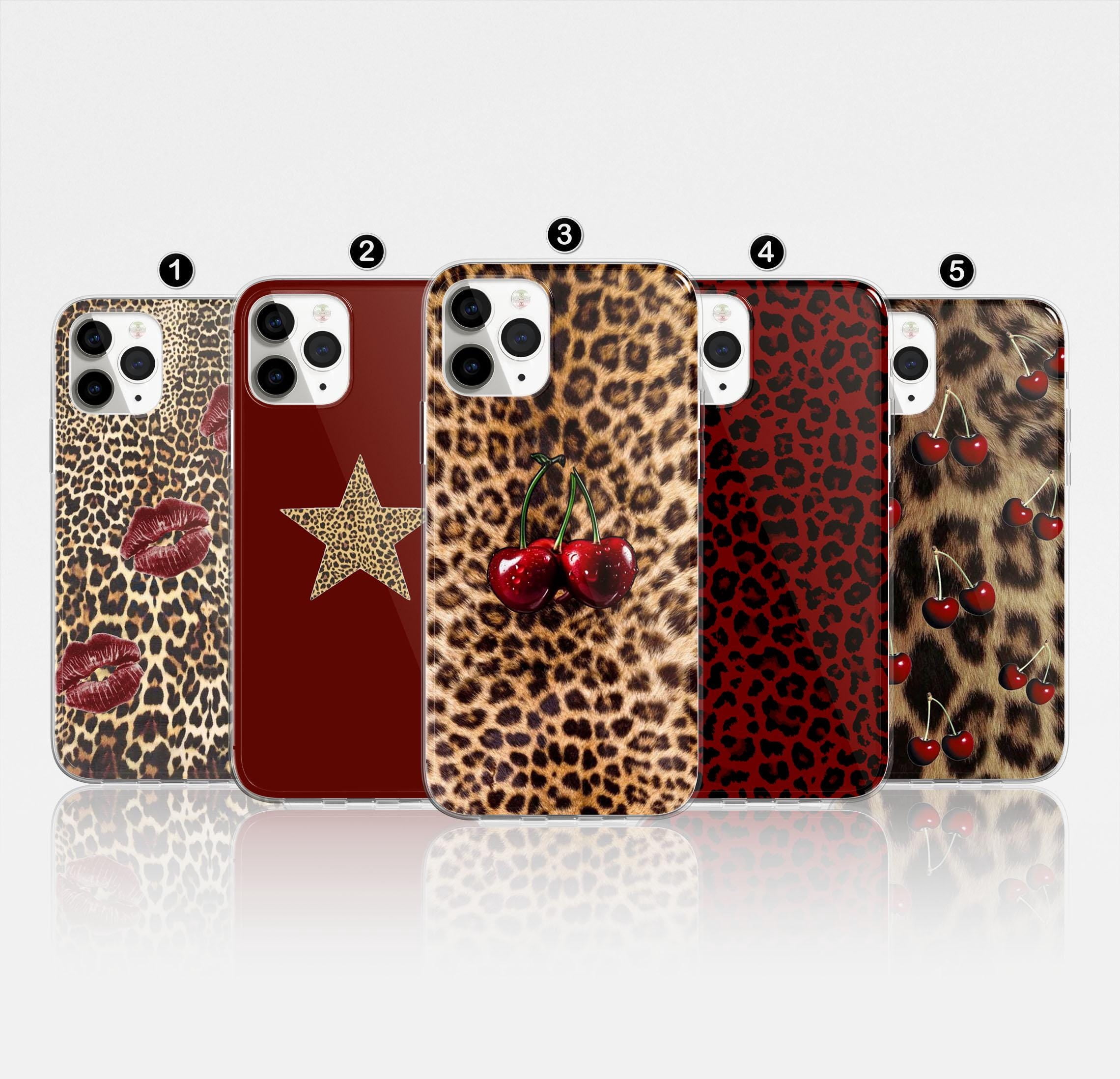 Cherry Leopard Print Star Design Trendy Tough Phone Case Compatible ...