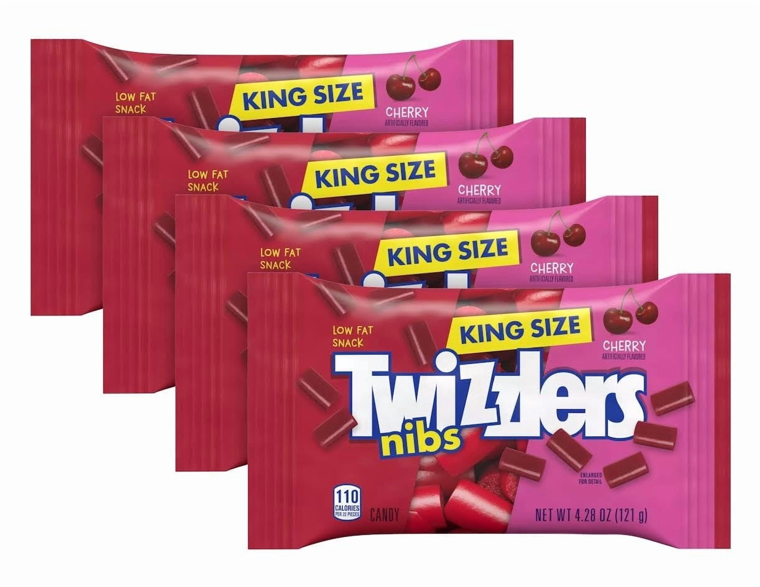 Twizzlers, Cherry Licorice Candy Nibz, 4.28 oz King Size Bag, 4 Pack ...
