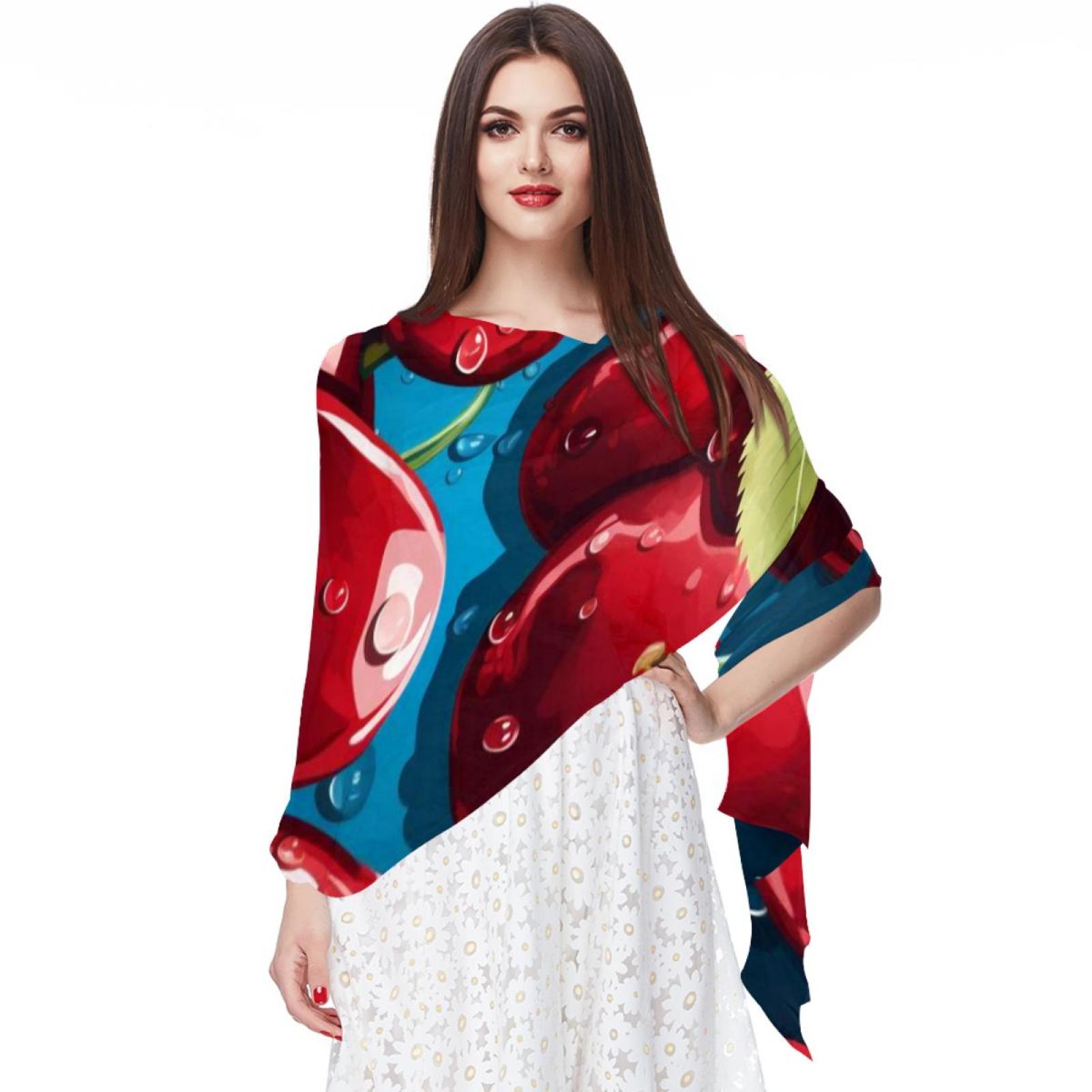 Cherry Light and Breathable Chiffon Yarn Silk Scarf - Translucent 180*73 Size for Women ...