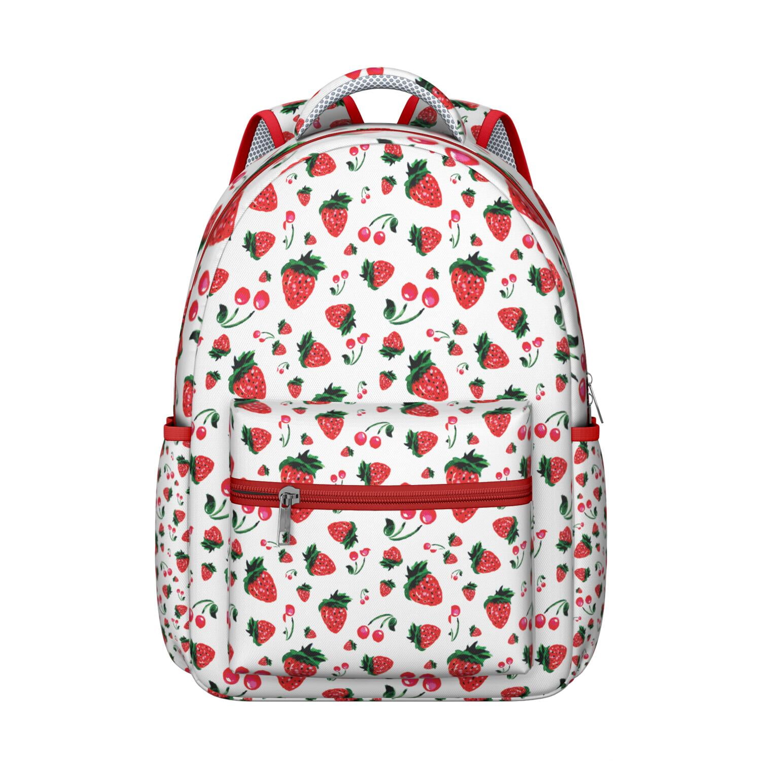 Cherry Lover's Cute Small Backpack for School, Pink Fruit Print ...