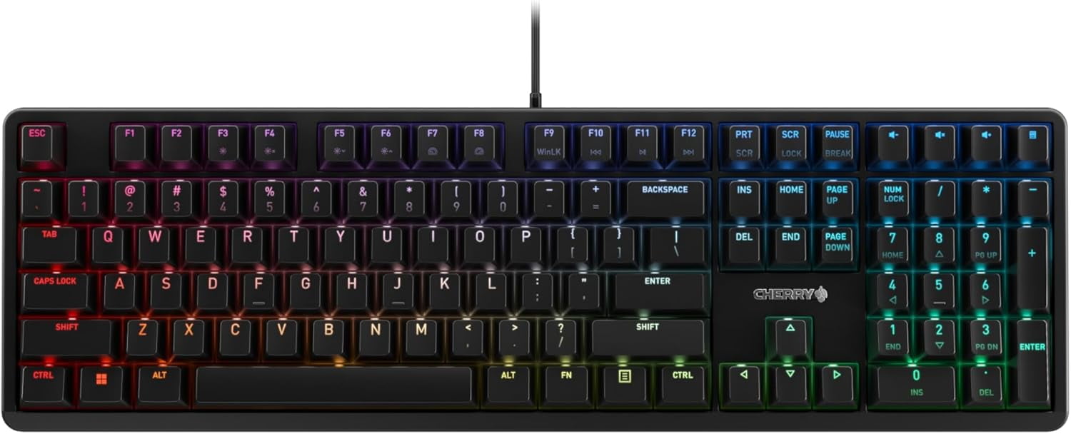 Cherry MX RGB Mechanical Keyboard with MX Red Silent Gold-Crosspoint ...