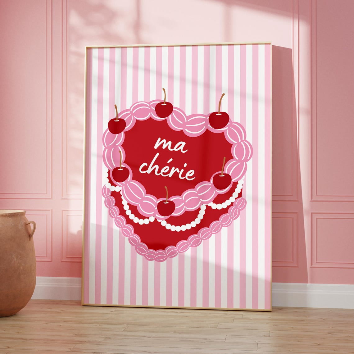 Cherry Ma Cherie Girly Pink Trendy Wall Art, Unframed Paper Print Size ...