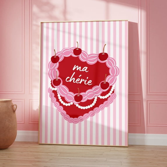 Cherry Ma Cherie Girly Pink Trendy Wall Art, Unframed Paper Print Size ...