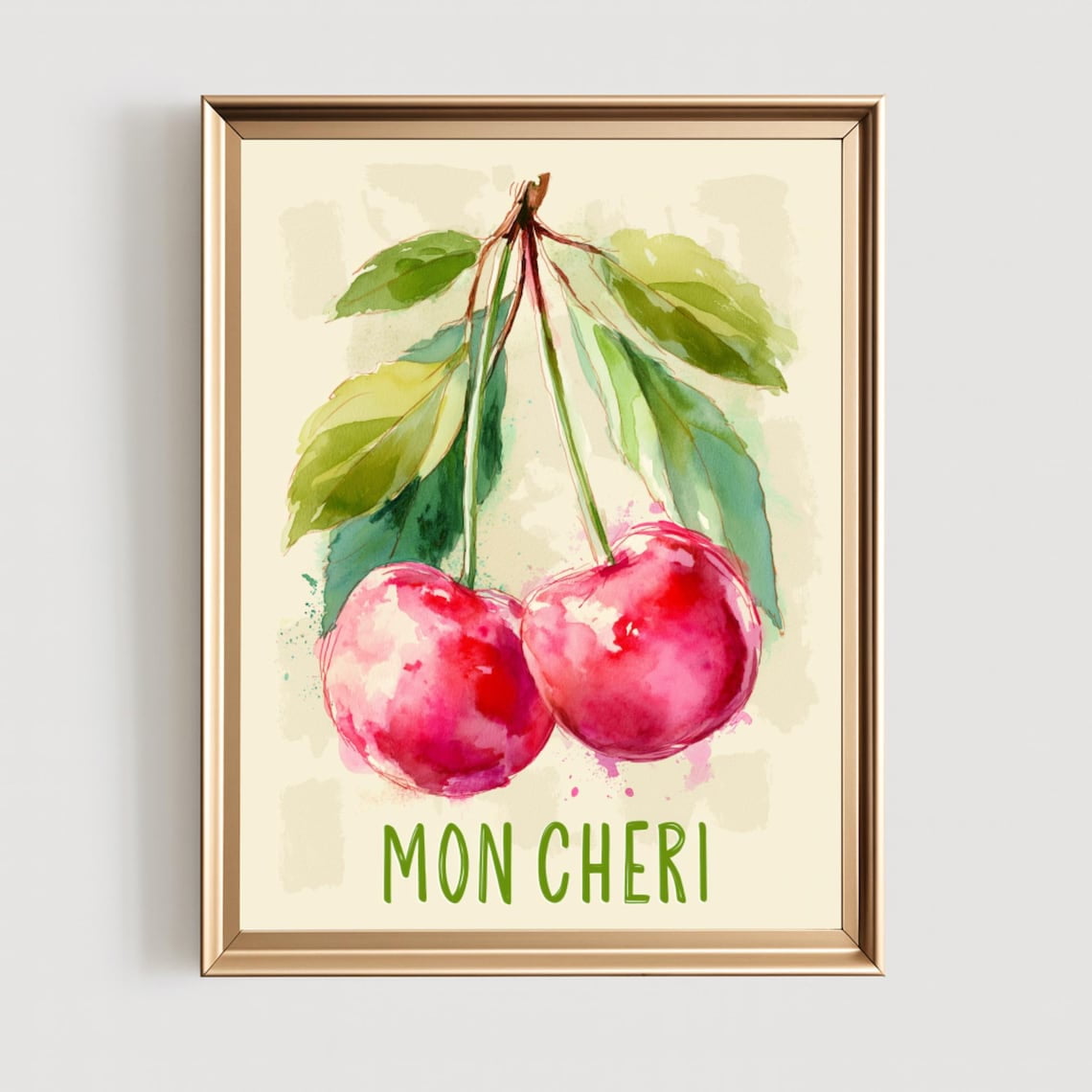 Cherry "Mon Cheri" Print French Kitchen Wall Art Poster Decor, Unframed Poster Size 24x36 F03.1 ...