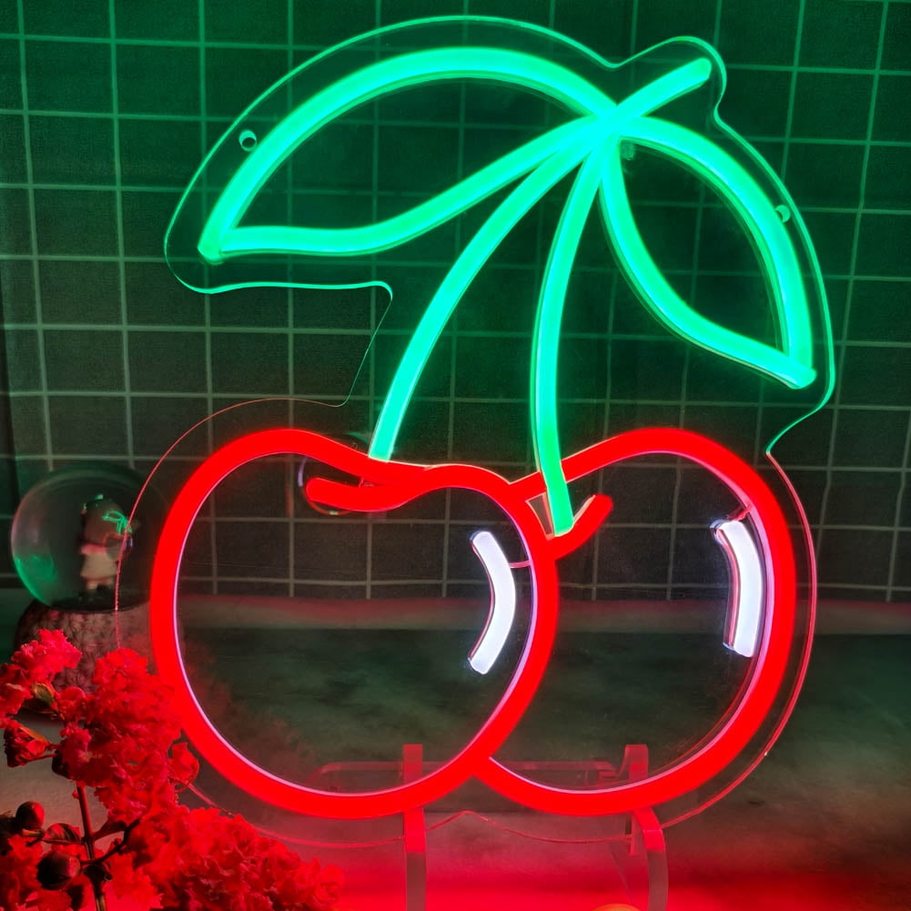 Cherry Neon Sign,Red Cherries Fruit Night Lights for Restaurant,Kids ...