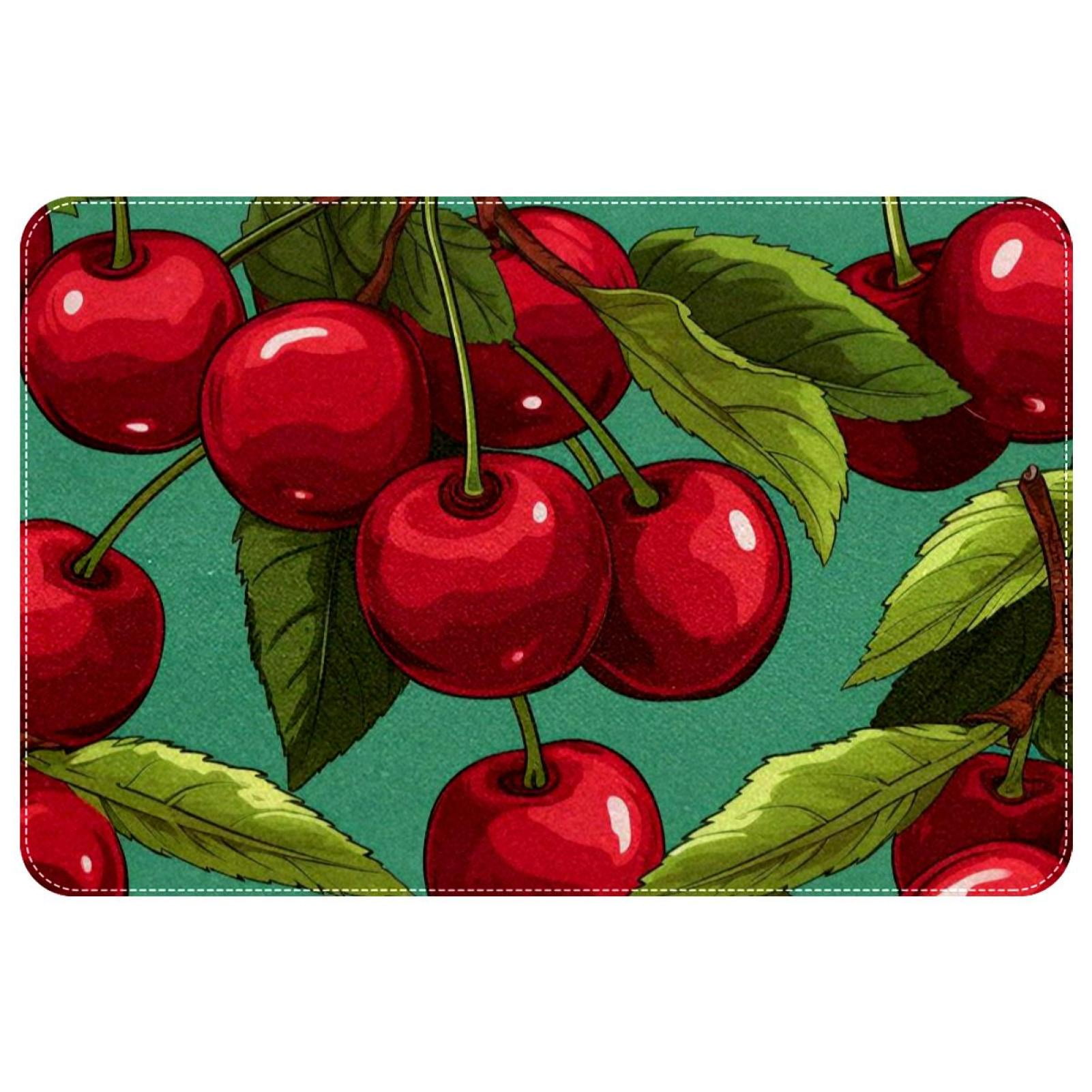 Cherry Non-Slip Polyester Door Rug, Machine Washable Door Carpet, Bath ...