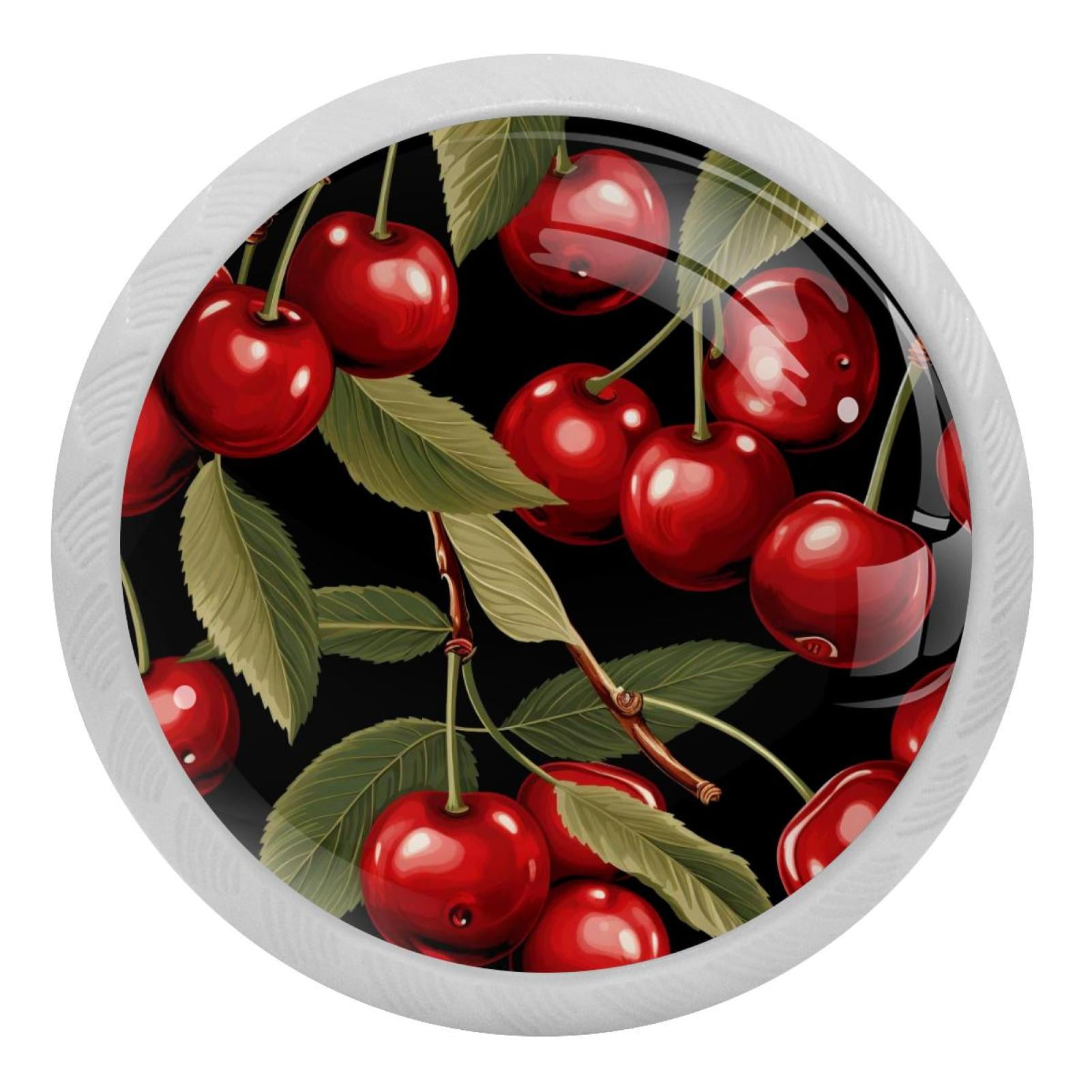 Cherry Pattern 4PCS Cabinet Knobs Pulls Fluorescent Drawer Handle Cabinet Drawer Dresser Unique ...