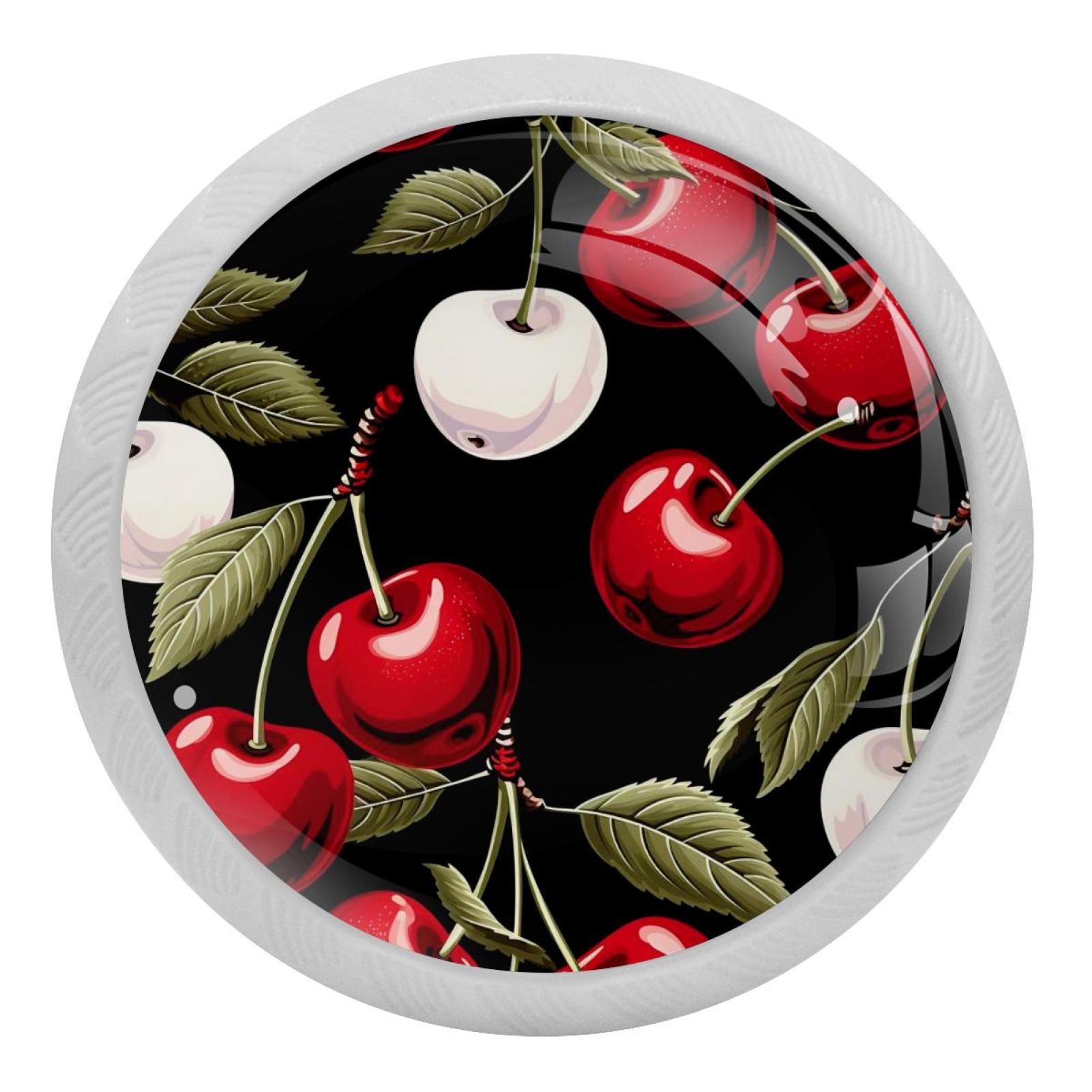 Cherry Pattern 4PCS Cabinet Knobs Pulls Fluorescent Drawer Handle Cabinet Drawer Dresser Unique ...