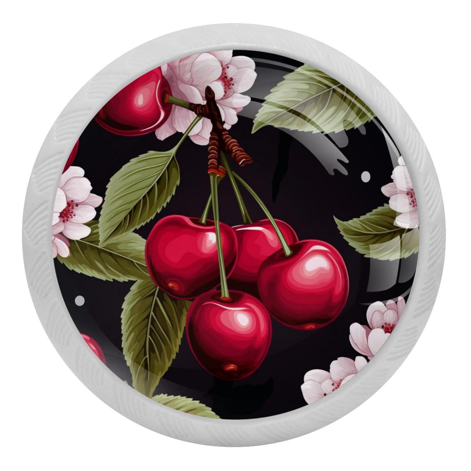 Cherry Pattern 4PCS Cabinet Knobs Pulls Fluorescent Drawer Handle Cabinet Drawer Dresser Unique ...