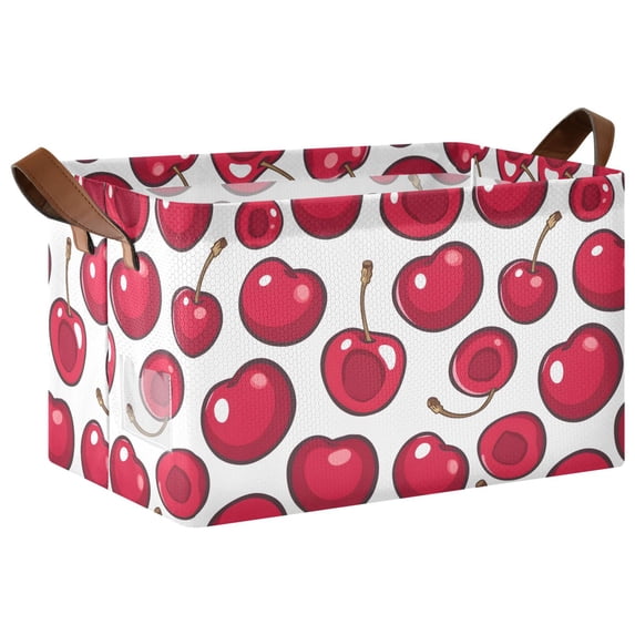 Cherry Pattern Collapsible Storage Bin Open Home Shelf Basket Water ...