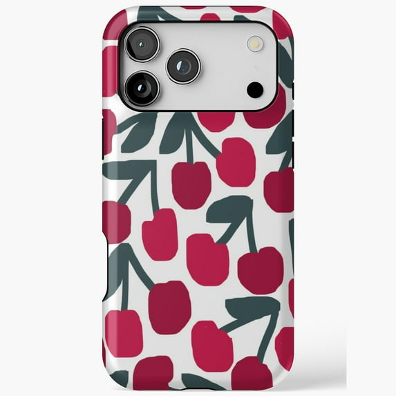 Cherry Pattern Colorful Fruit on White Art Phone Case Compatible iPhone ...
