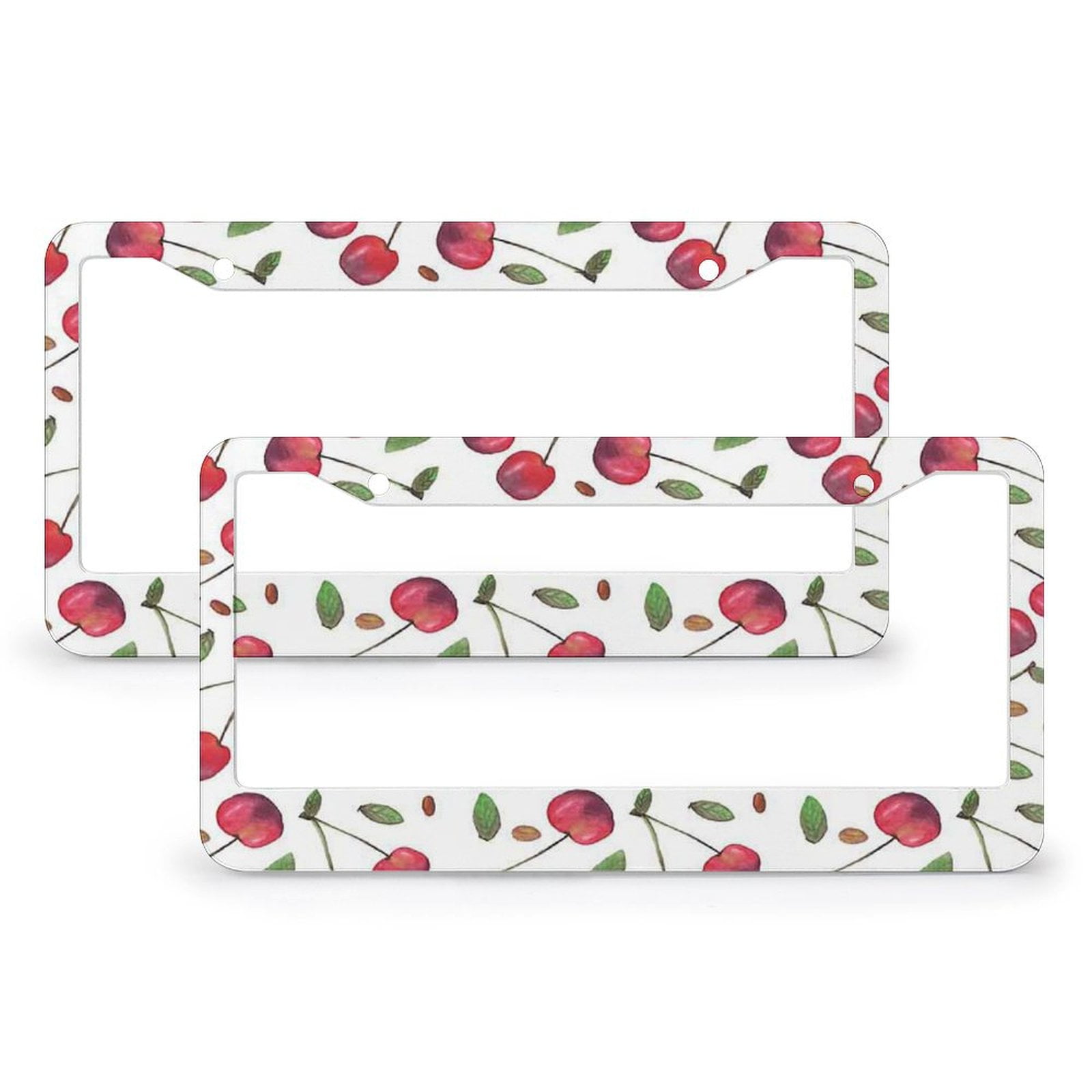 Cherry Pattern License Plate Frames - 2 Pack Metal Tag Frame Car Plate ...