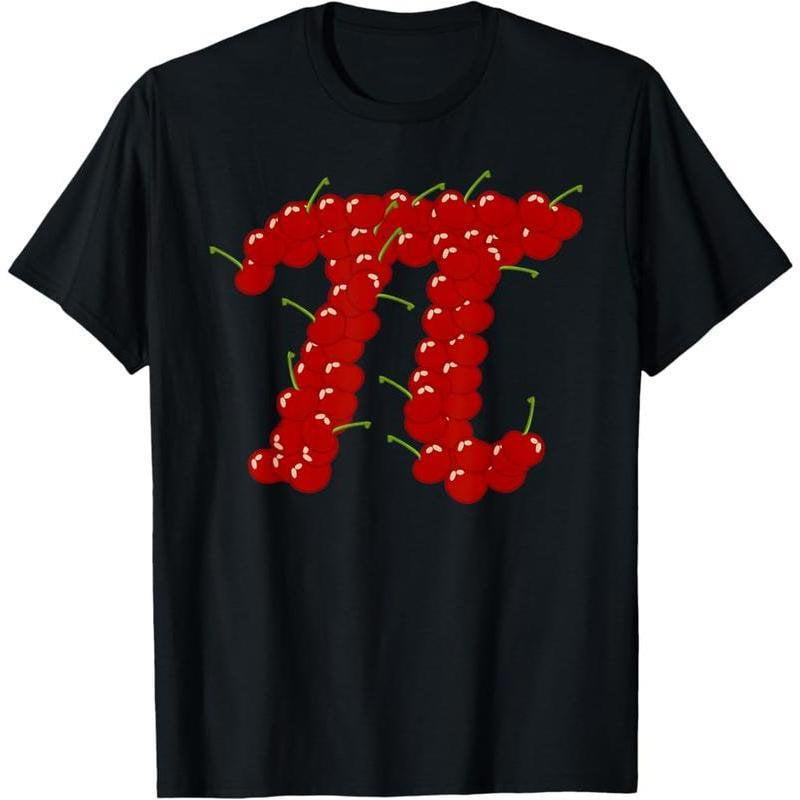 Cherry Pi T-Shirt Graphic Tee Funny Top Math Pie Pun Design Cotton ...